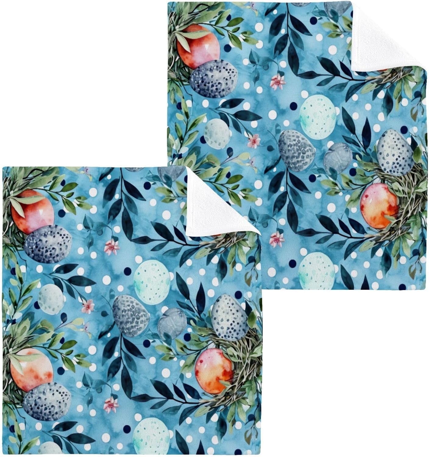 Coolnut Easter Eggs Washcloths Set of 2-12 x 12 inch Pure Cotton Wash ...