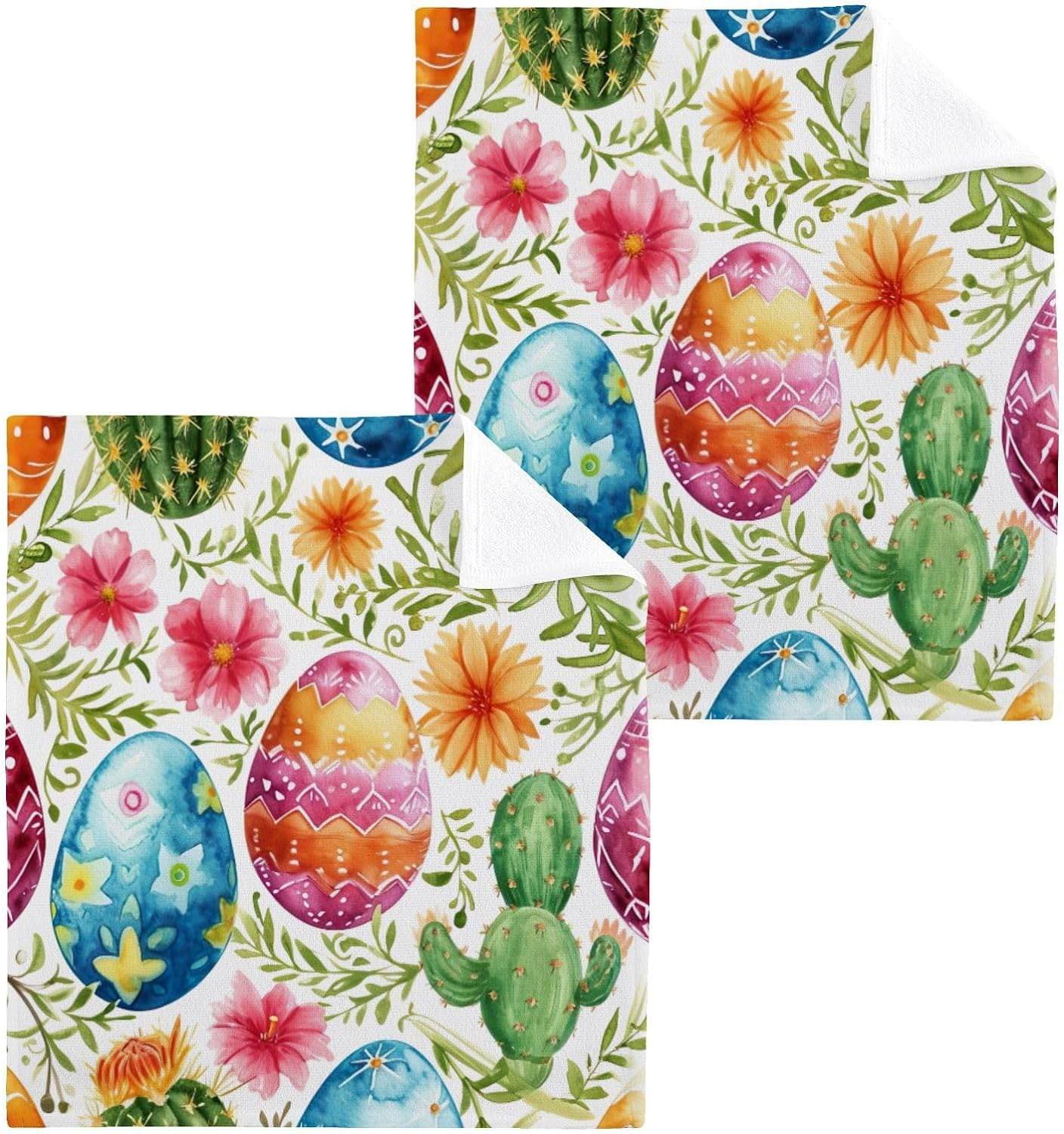 Coolnut Easter Eggs Washcloths Set of 4-12 x 12 inch Pure Cotton Wash ...