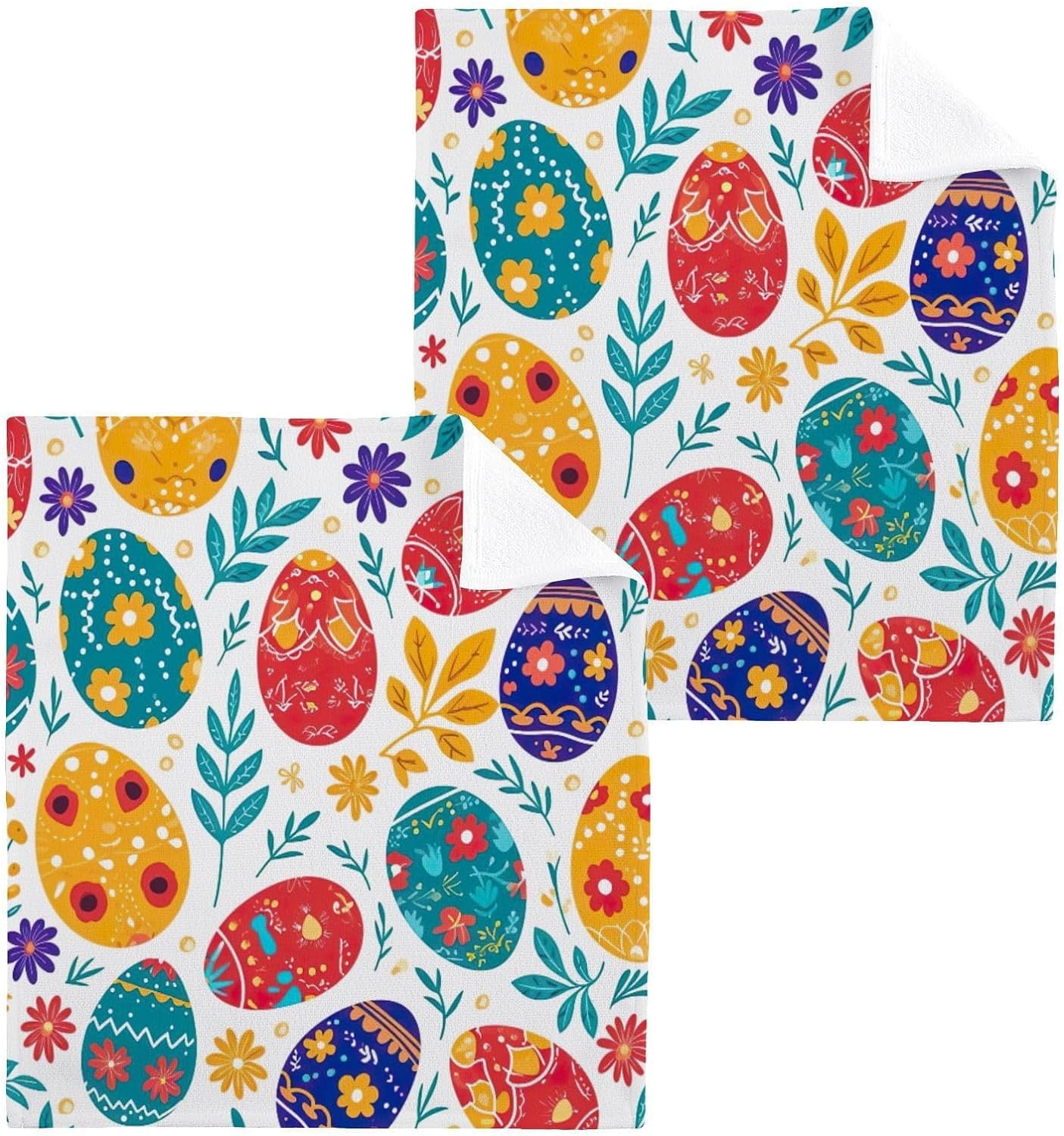 Coolnut Easter Eggs Washcloths Set of 6-12 x 12 inch Pure Cotton Wash ...