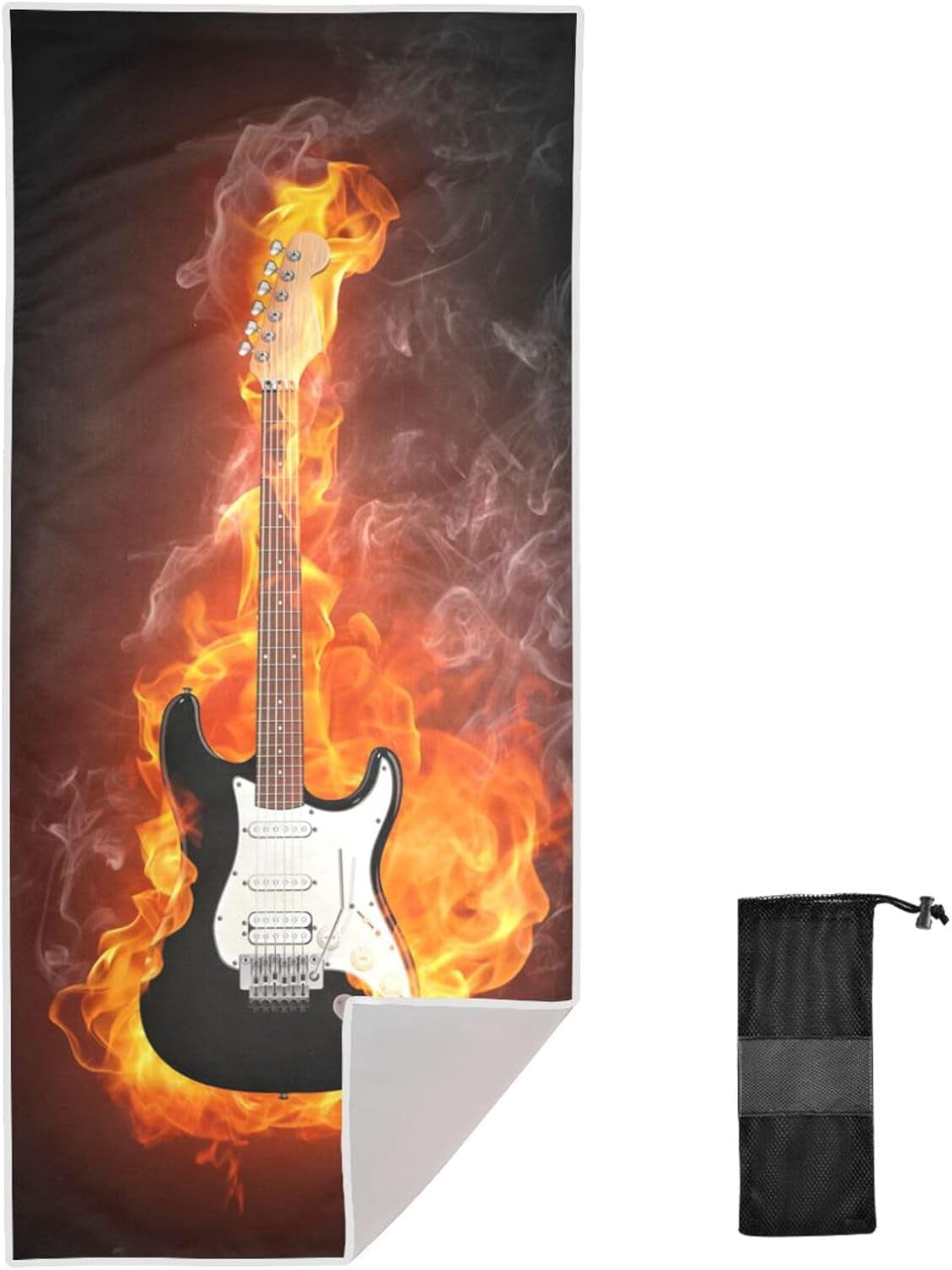 Coolnut Electric Guitar in Fire Flames Microfiber Beach Towels 71x31in ...