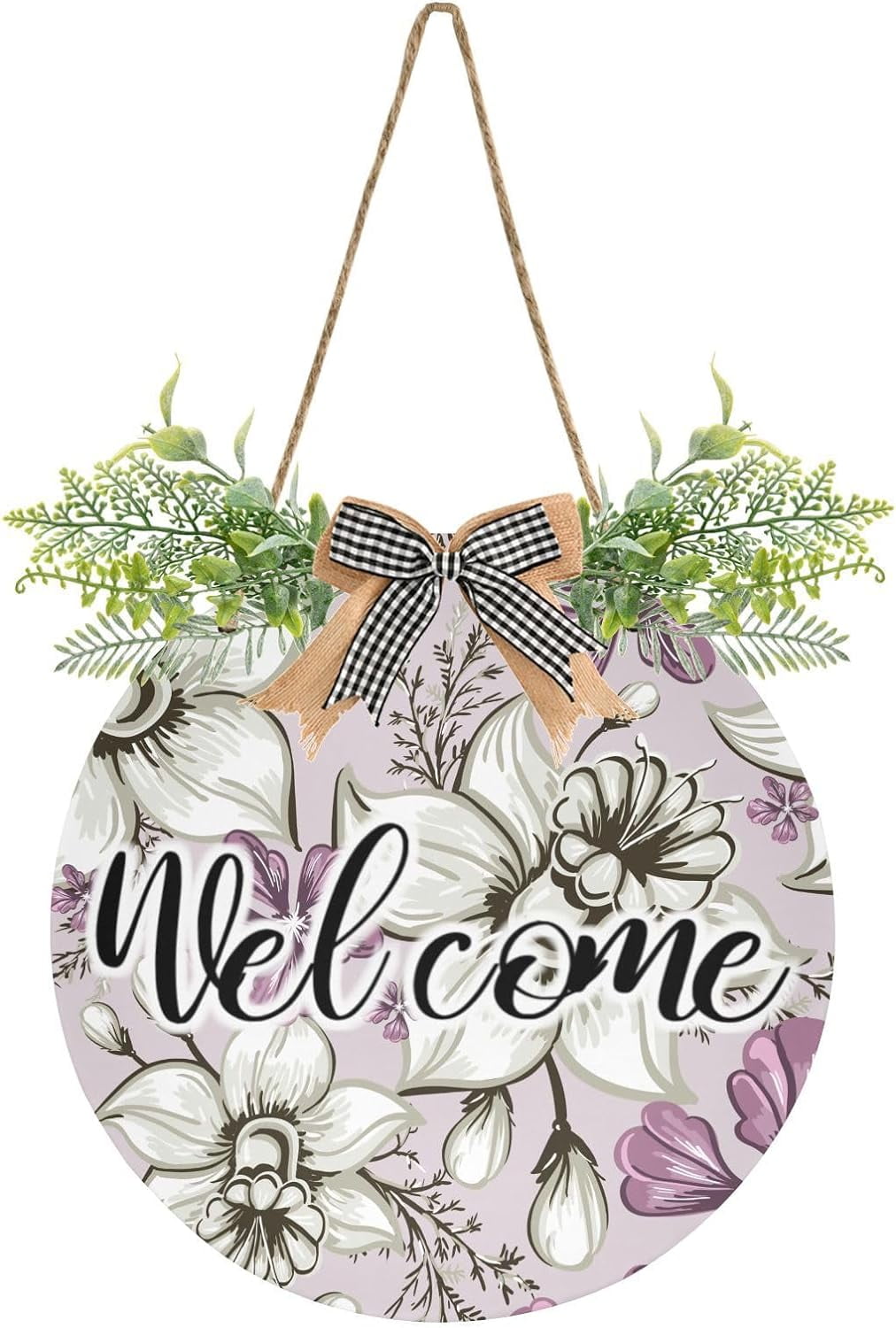 Coolnut Elegance Floral Front Door Round, Hanging Welcome Sign, Front ...