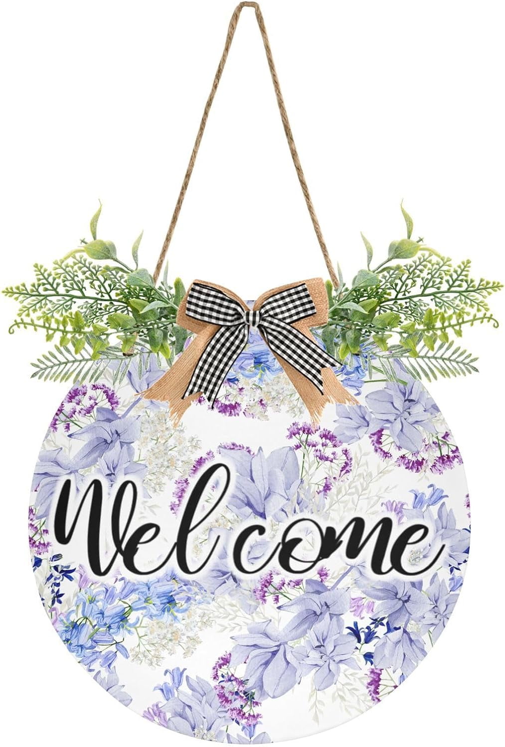 Coolnut Elegant Floral Front Door Round, Hanging Welcome Sign, Front ...