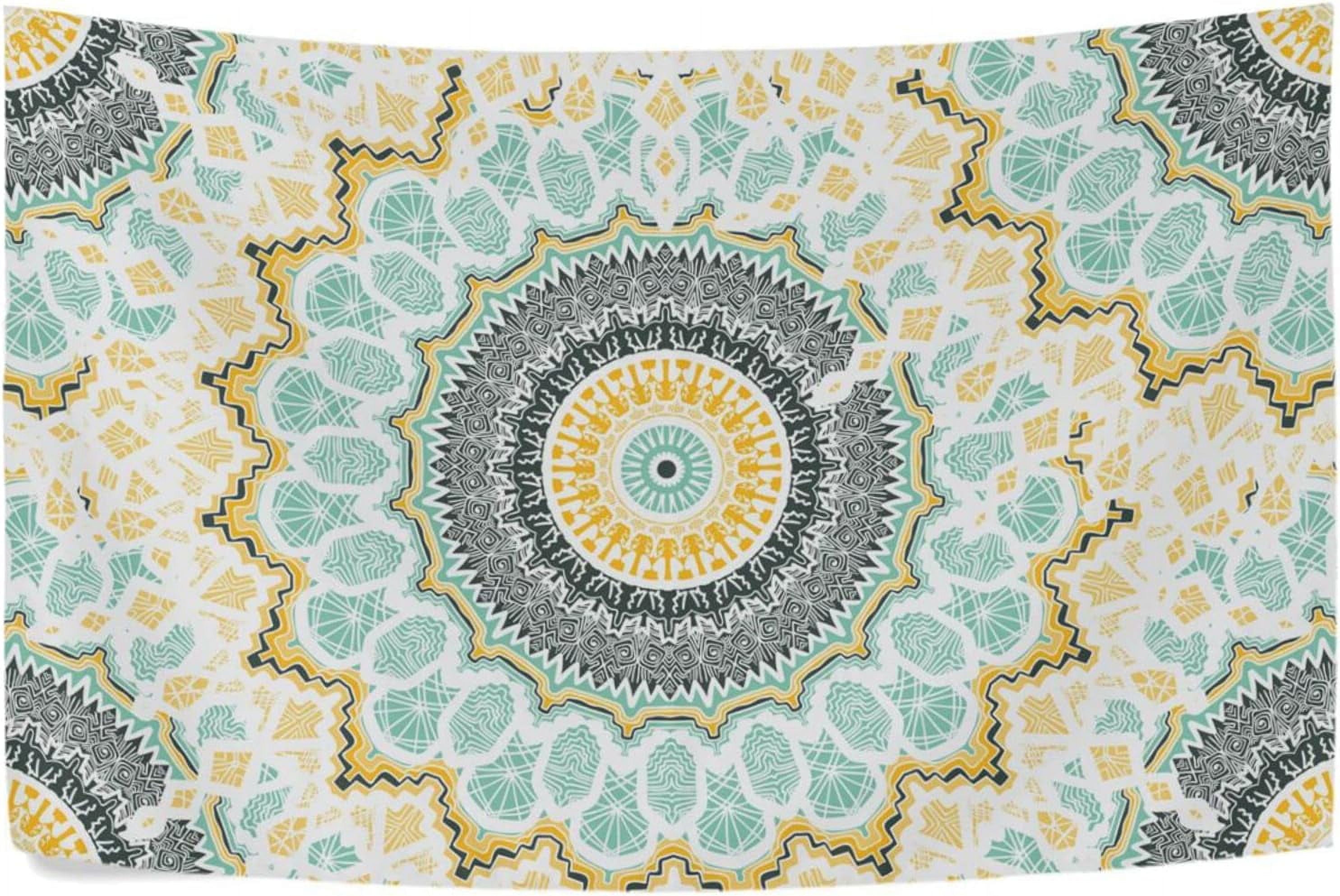 Coolnut Elegant Mandala Bohemian Yellow Aqua Tapestry Wall Hanging ...