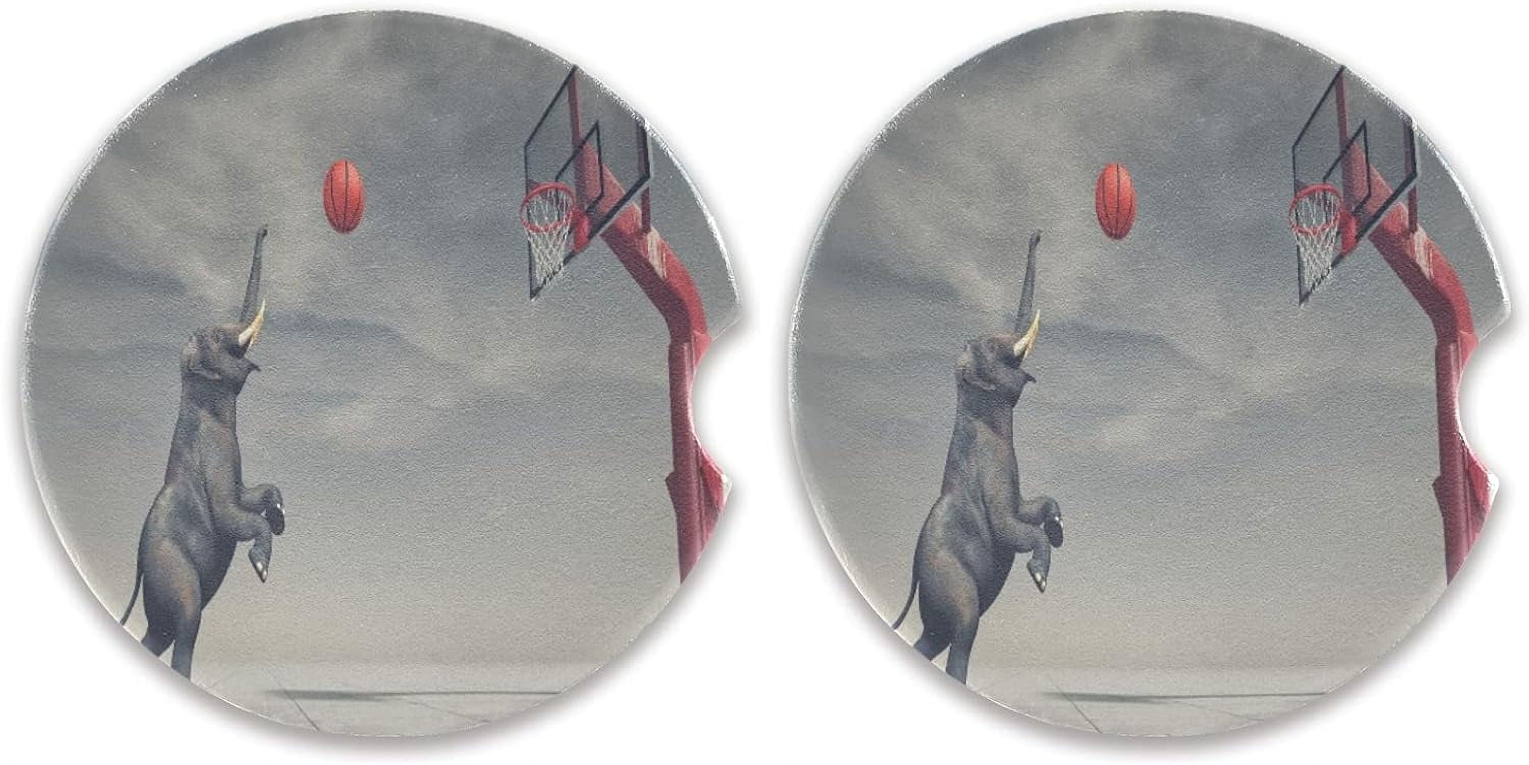 Coolnut Elephant Playing Basketball Car Coasters Set of 2 - Absorbing ...