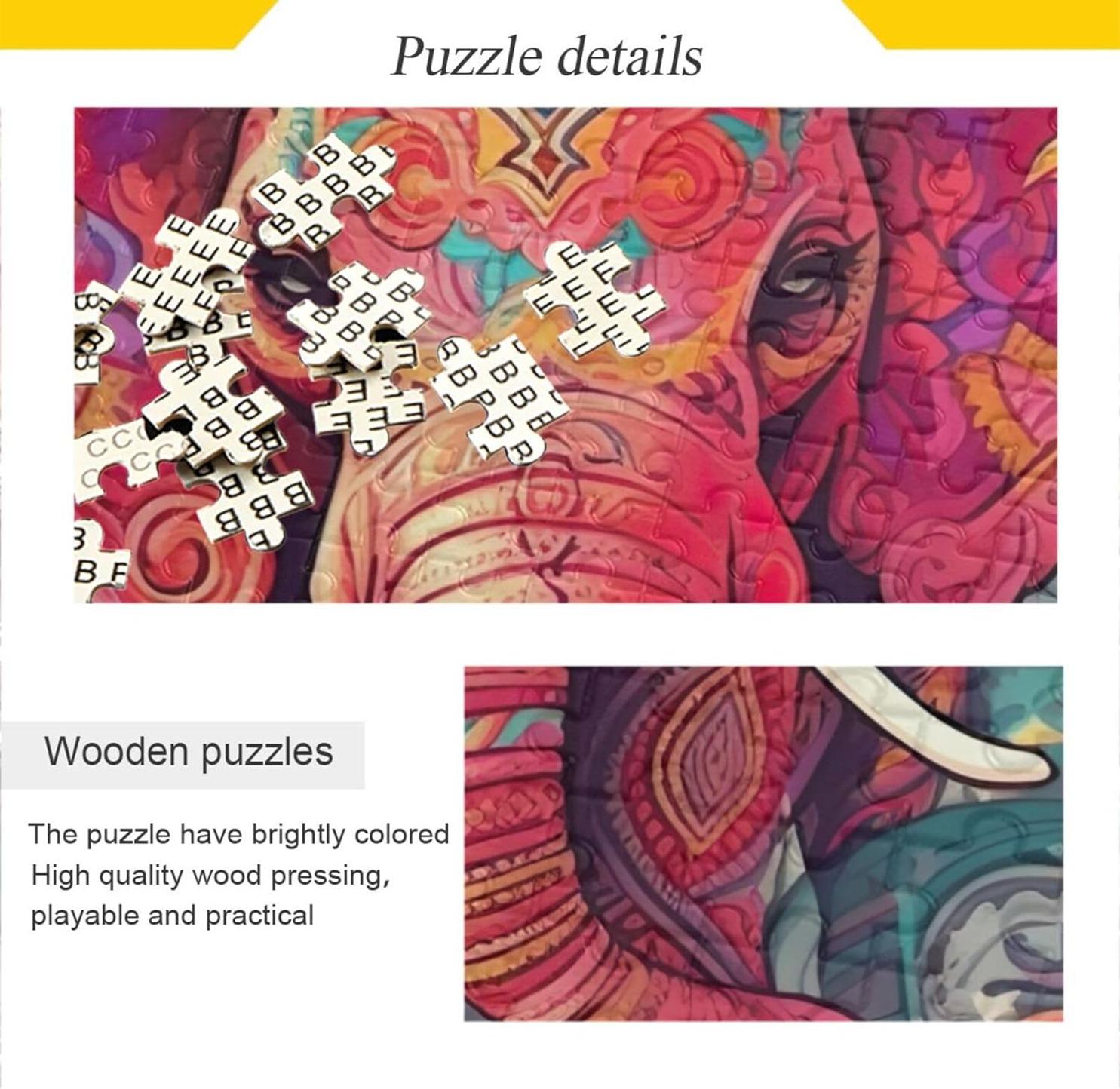 Coolnut Elephant Totem Puzzles for Adults and Kids 500 Pieces, Wooden ...