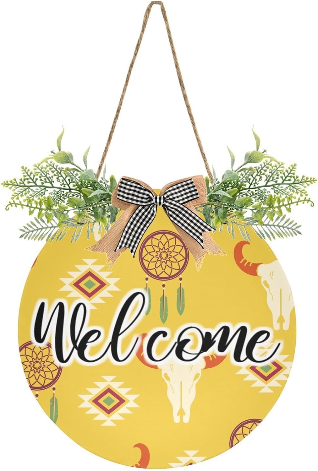 Coolnut Ethnic Boho Pattern Front Door Round, Hanging Welcome Sign ...