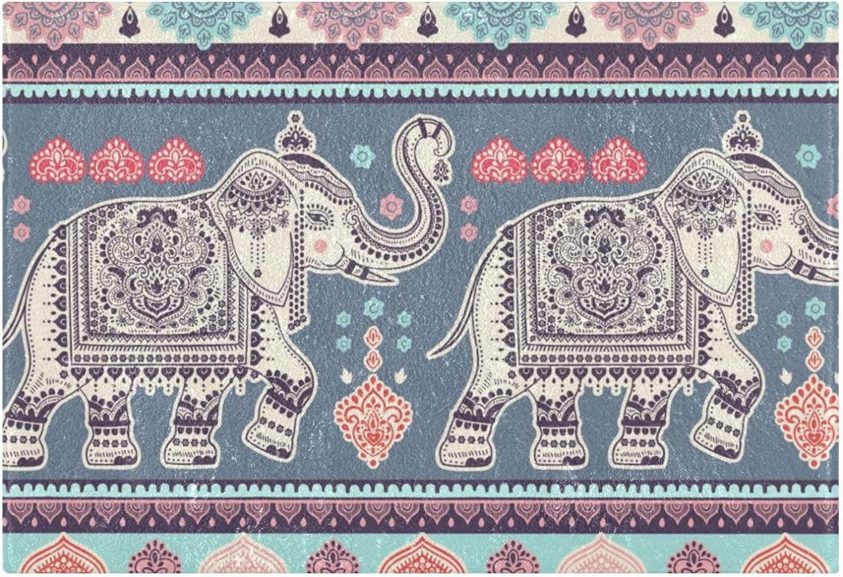 Coolnut Ethnic Elephant High Absorbent U-Shaped Contour Toilet Rugs ...