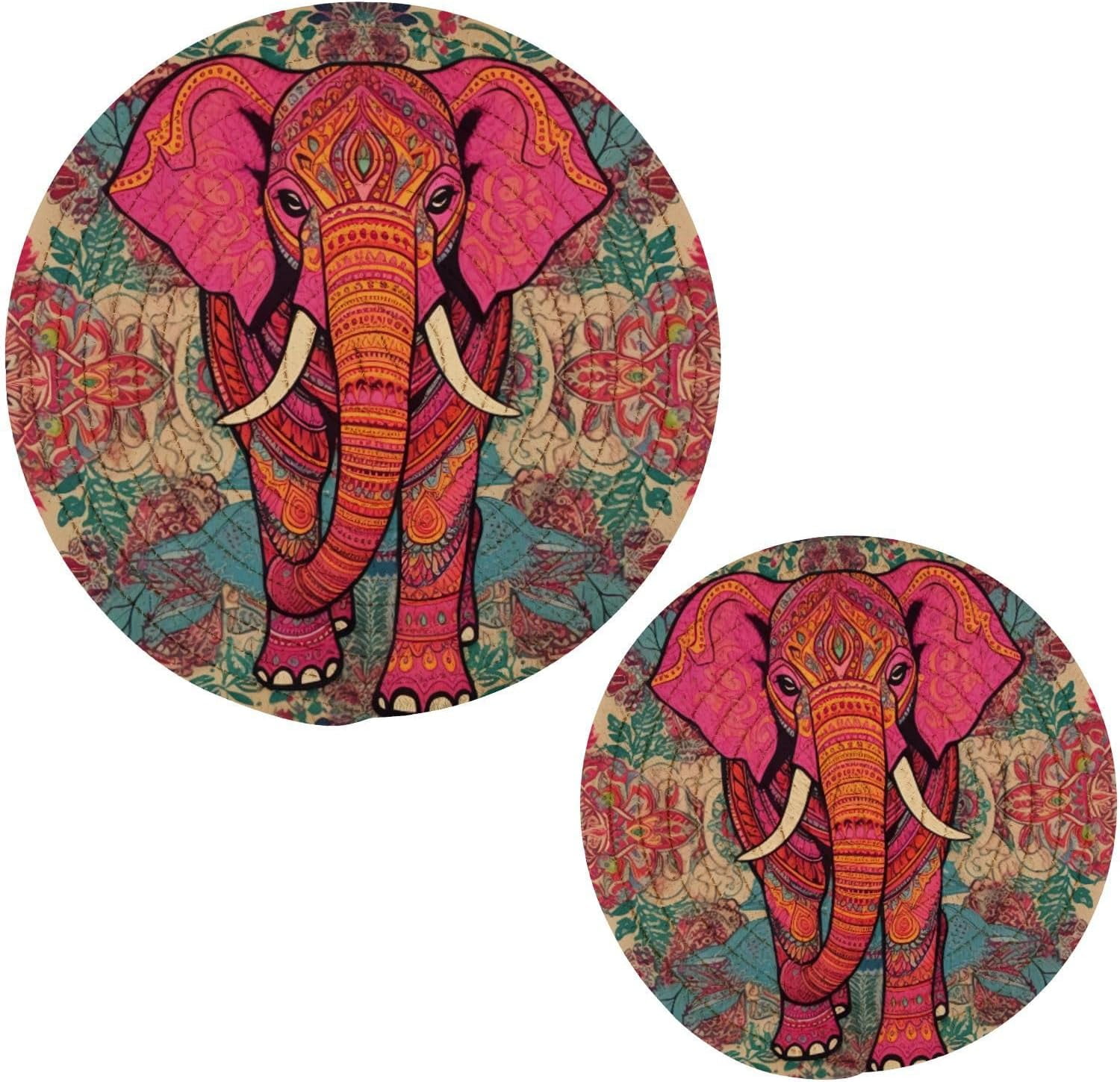 Coolnut Ethnic Elephant Trivets Pot Holders Set of 2 Potholders for ...