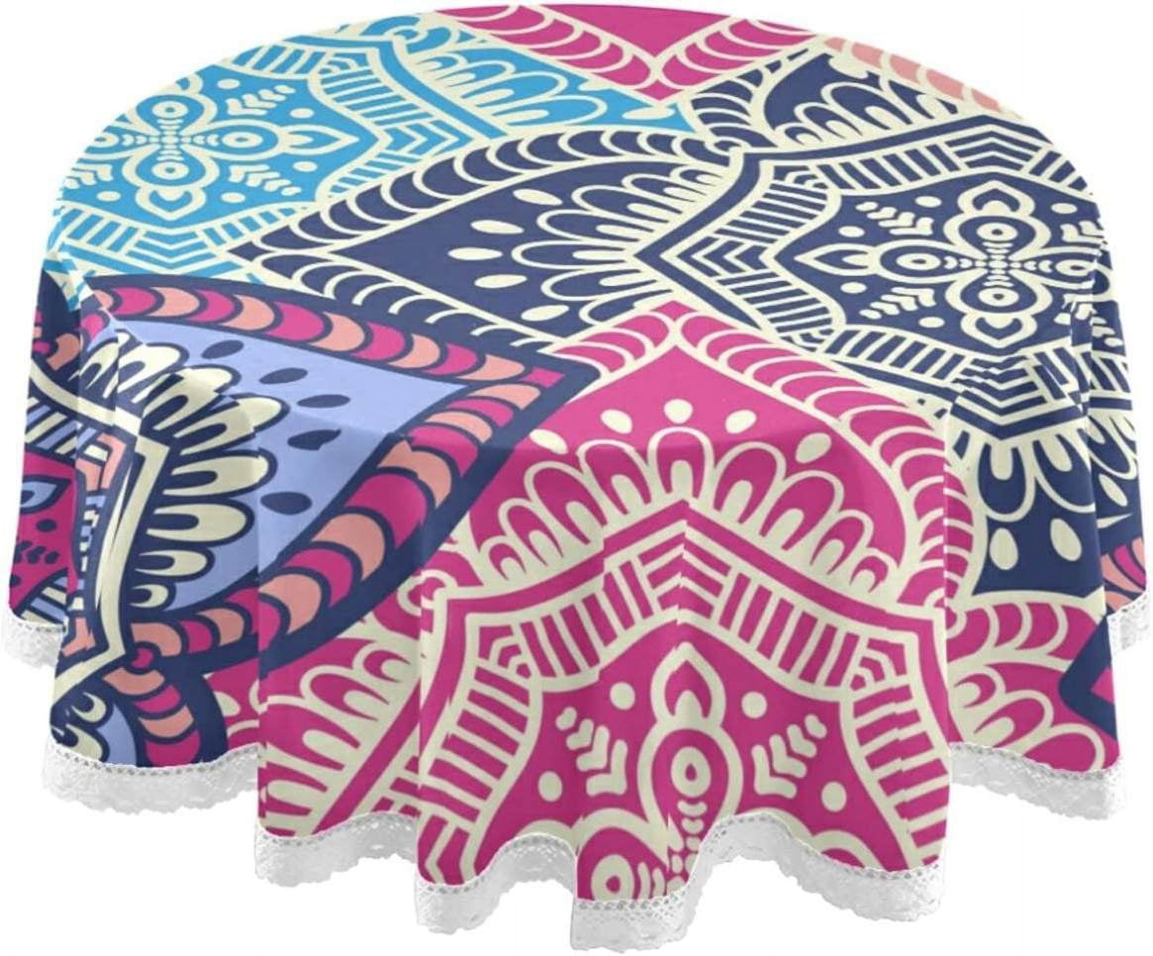Coolnut Ethnic Mandala Round Tablecloth 60In,Table Cover Water ...