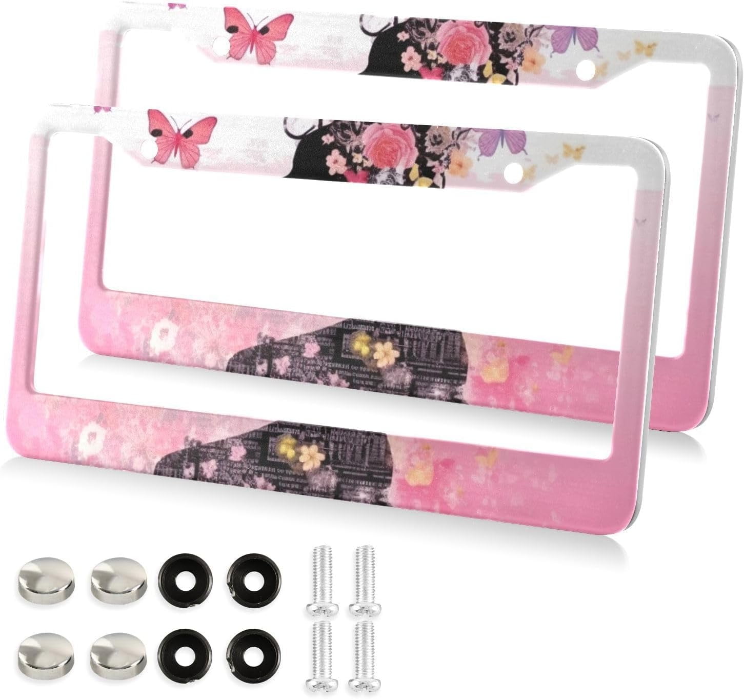 Coolnut Fairy Girl Butterfly License Plate Frames - Universal Aluminum ...
