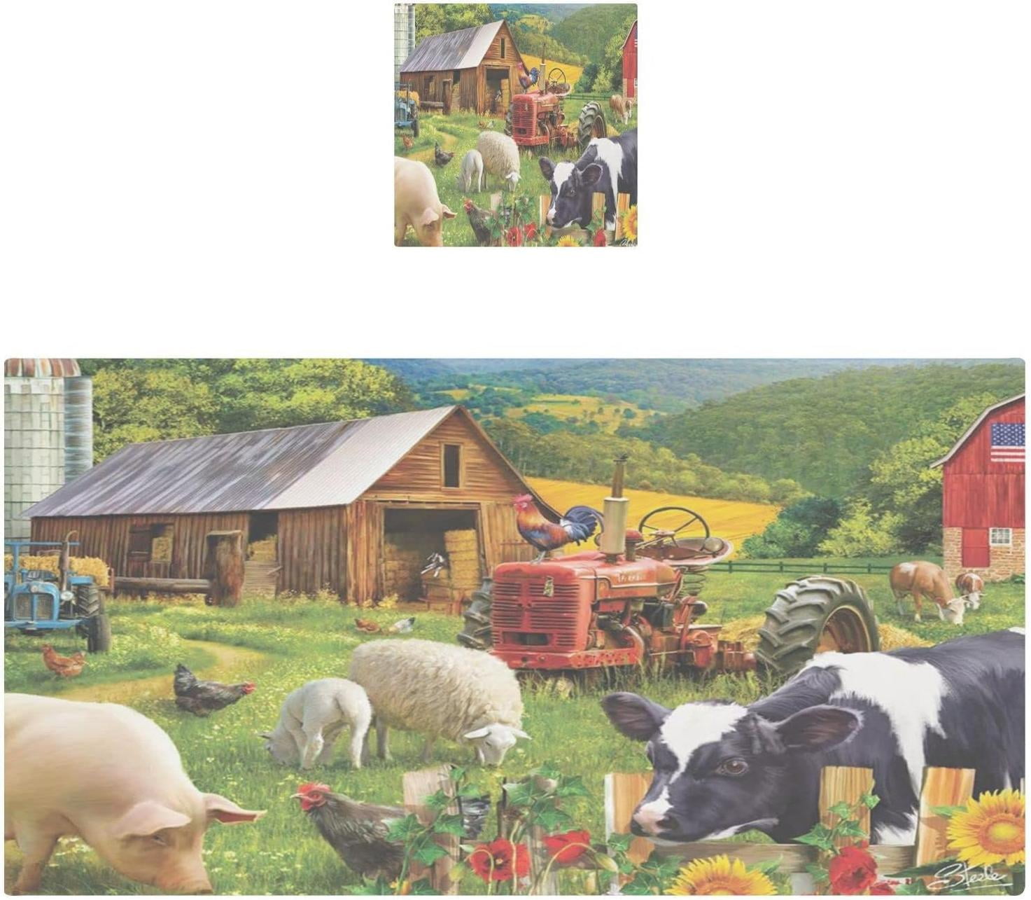 Coolnut Farm Animals Bath Towels with 1 Washcloth, 27"x54" + 12"x12"100 ...