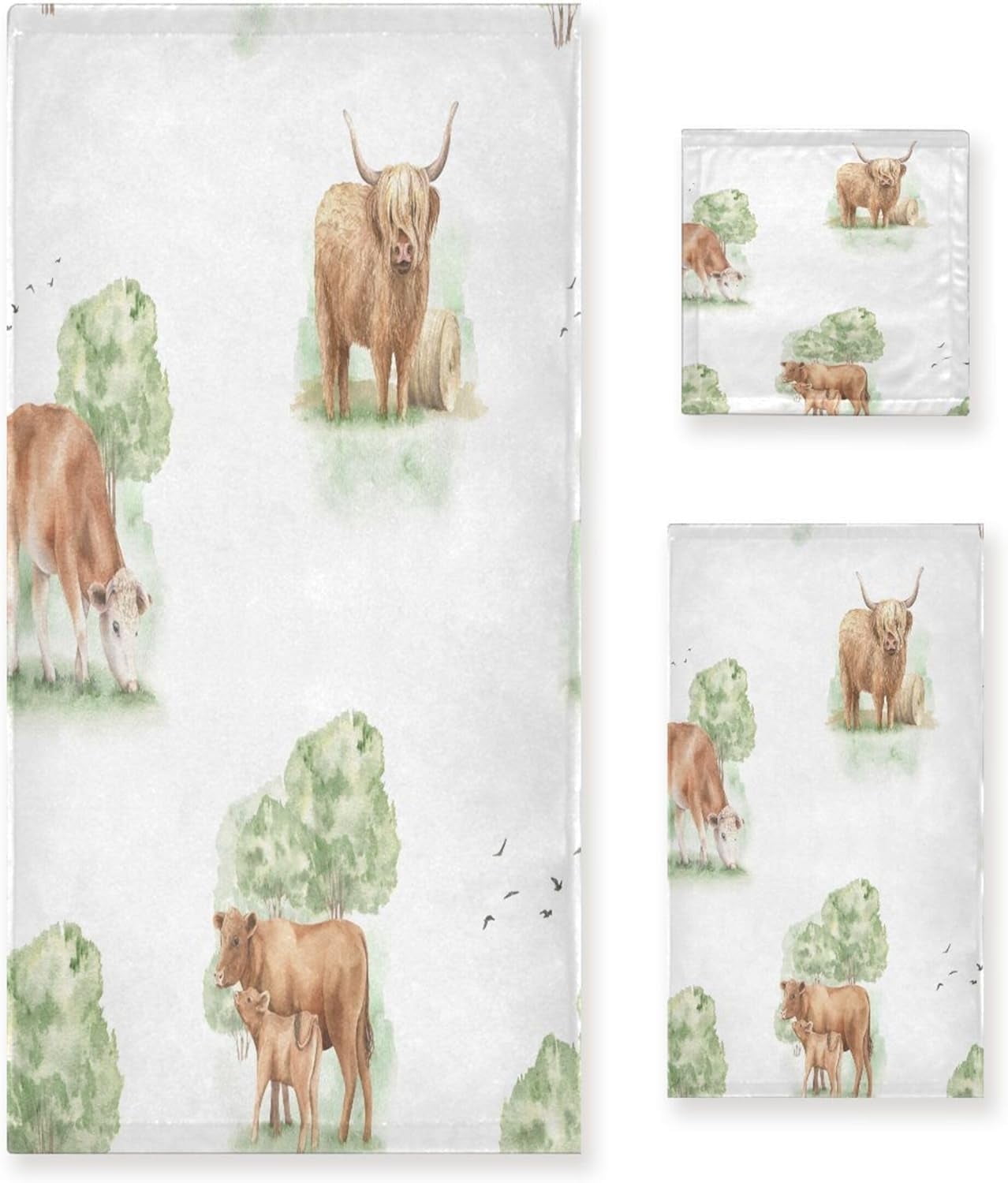 Coolnut Farm Animals Bathroom Towel Set of 3 with Hand Towel, Wash ...