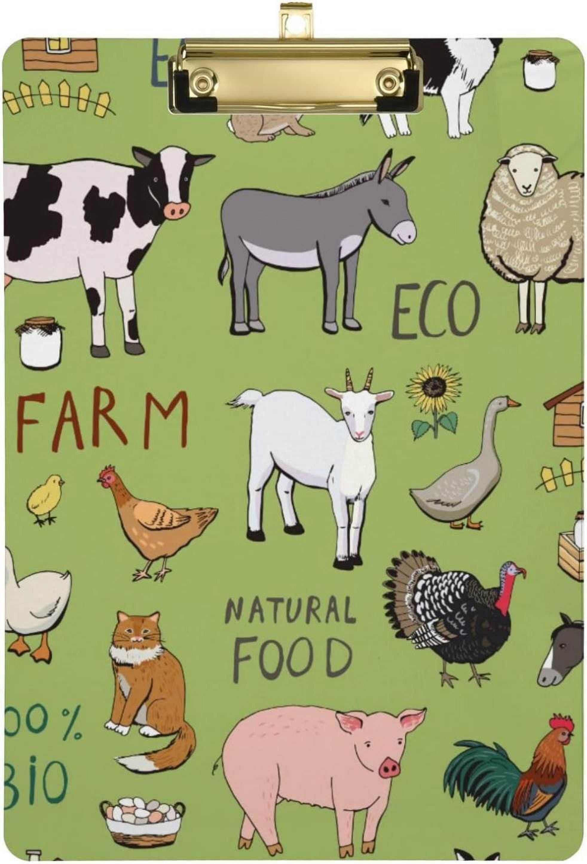 Coolnut Farm Animals Clipboard, Acrylic Standard A4 Letter Size Clip ...