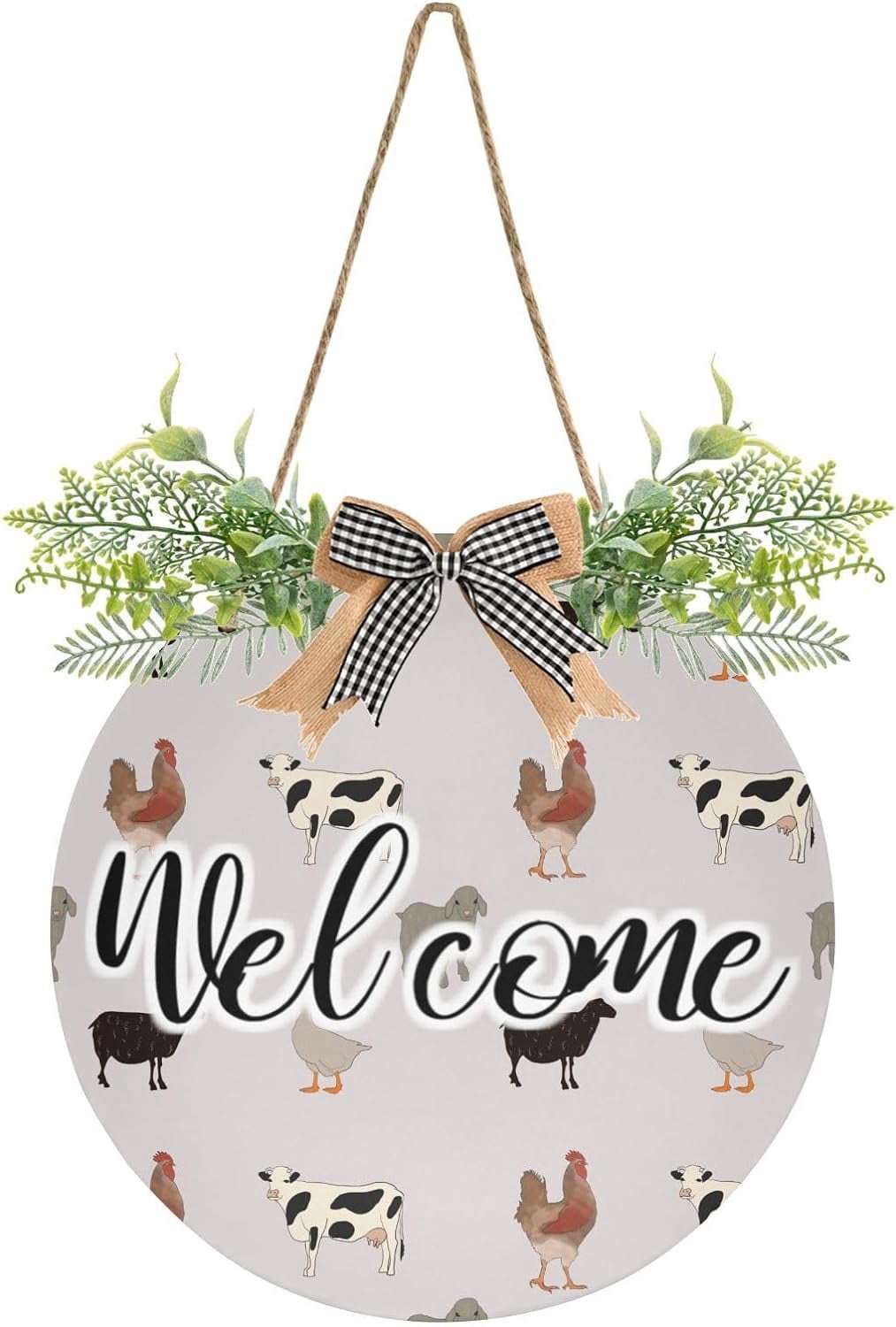 Coolnut Farm Animals Front Door Round, Hanging Welcome Sign, Front Door ...