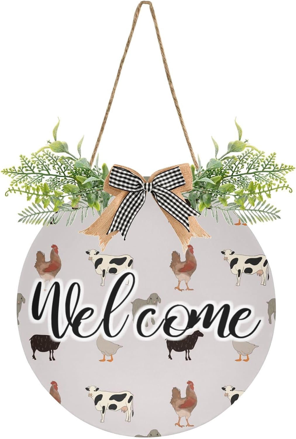 Coolnut Farm Animals Front Door Round, Hanging Welcome Sign, Front Door ...