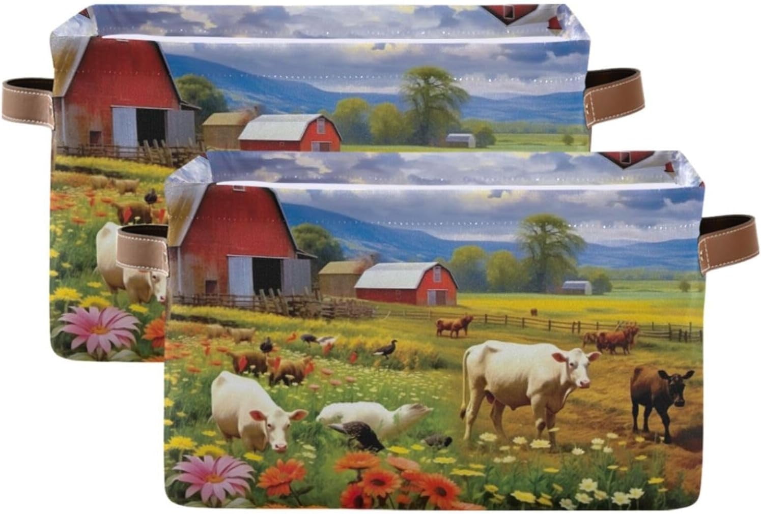 Coolnut Farm Animals Pattern Foldable Storage Basket for Shelves ...