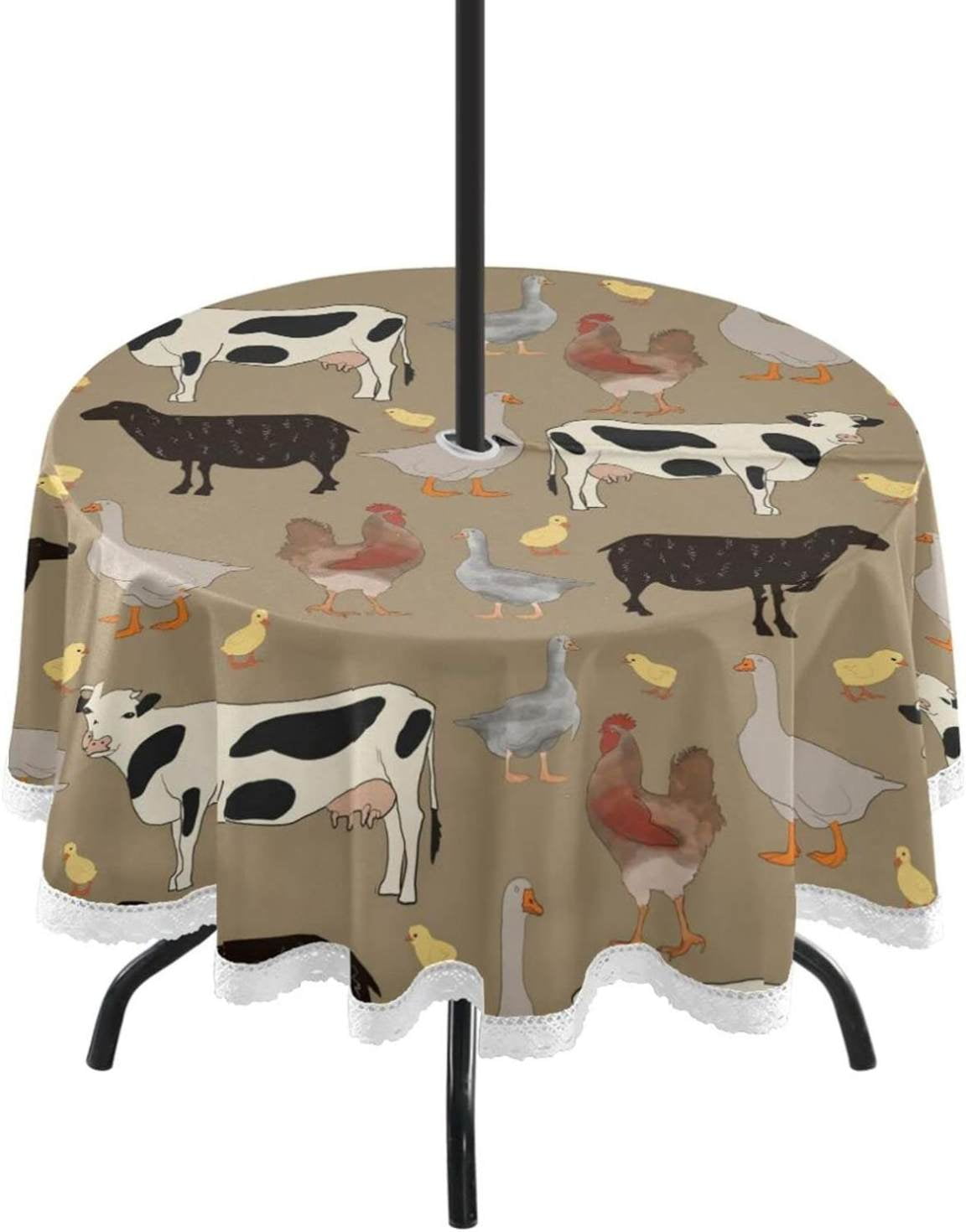 Coolnut Farm Animals Round Table Cloth, Heat Resistant Table Cover with ...