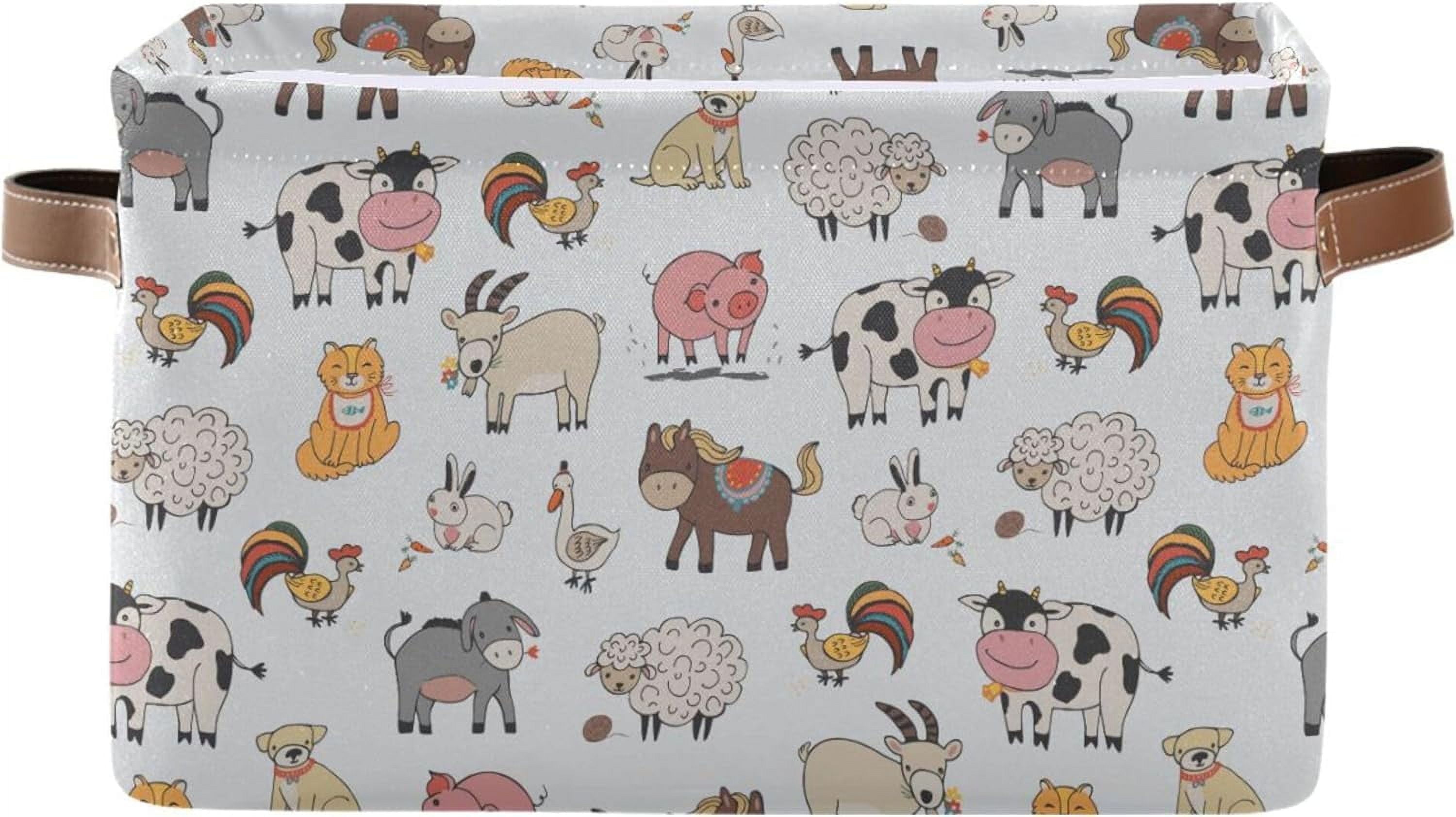 Coolnut Farm Animals Storage Basket Foldable Storage Bin, Canvas ...