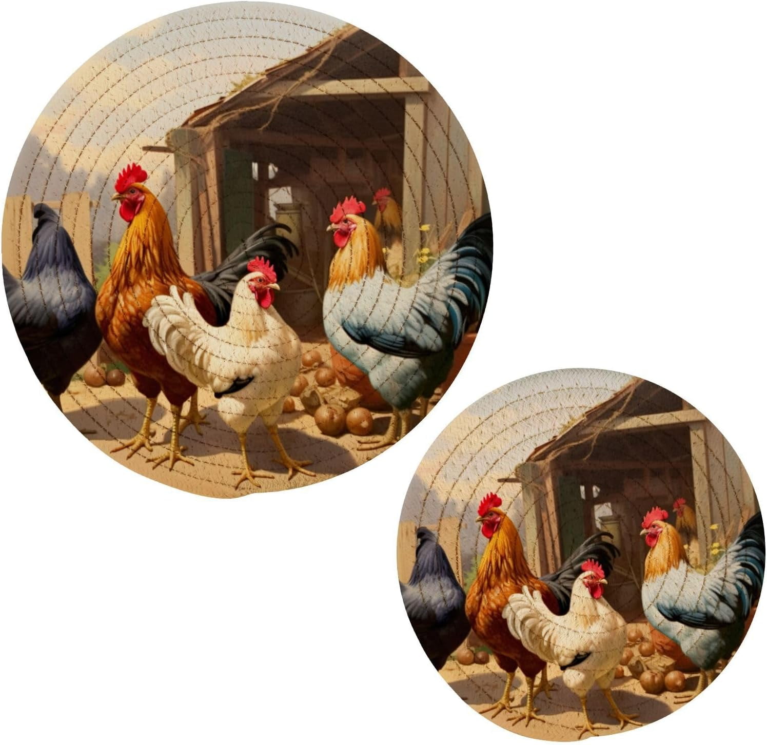 Coolnut Farm Chicken House Trivets Pot Holders Set of 2 Potholders for ...