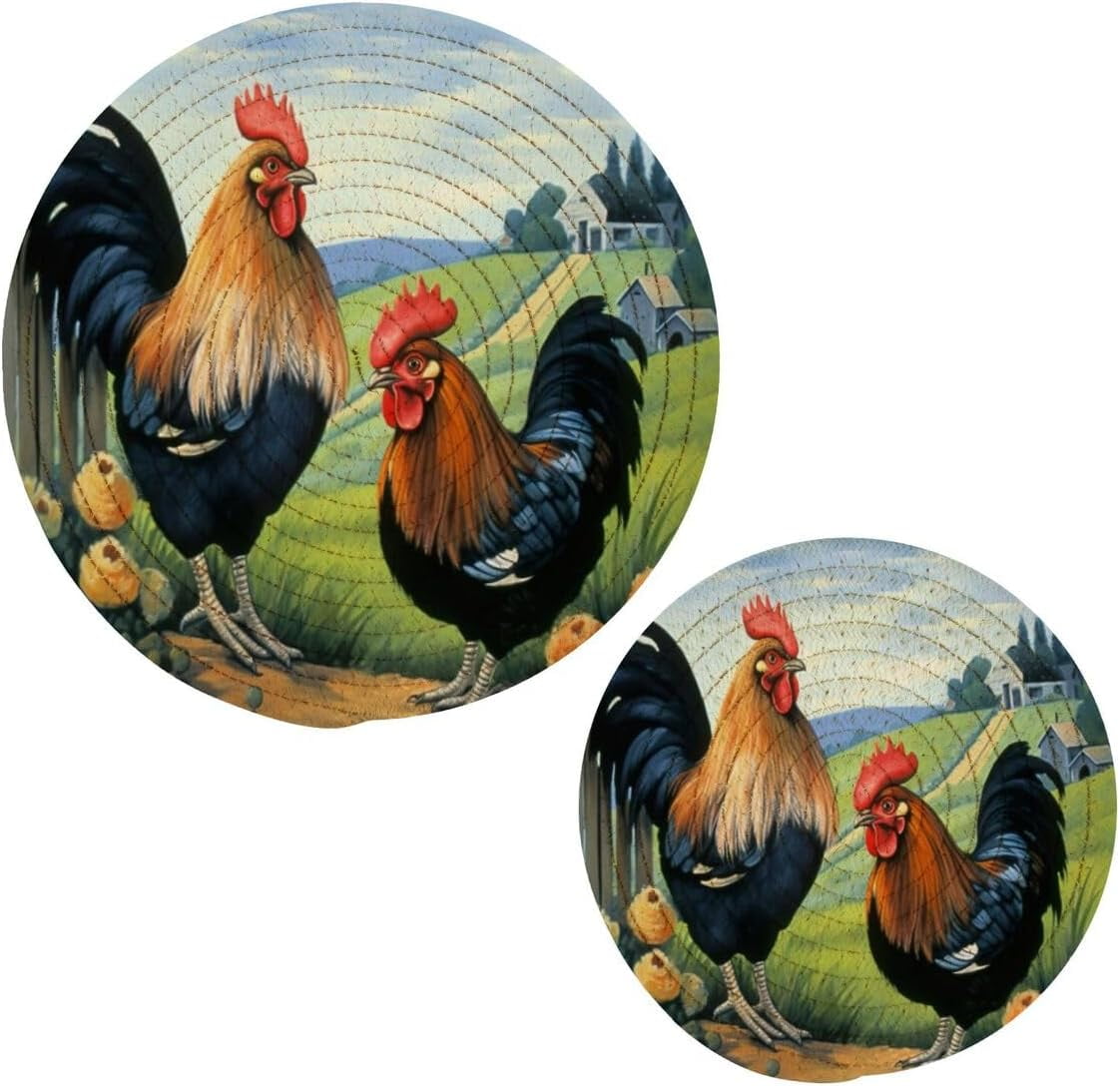 Coolnut Farmhouse Rooster Pot Holders Trivets Set 2Pcs, Potholders for ...