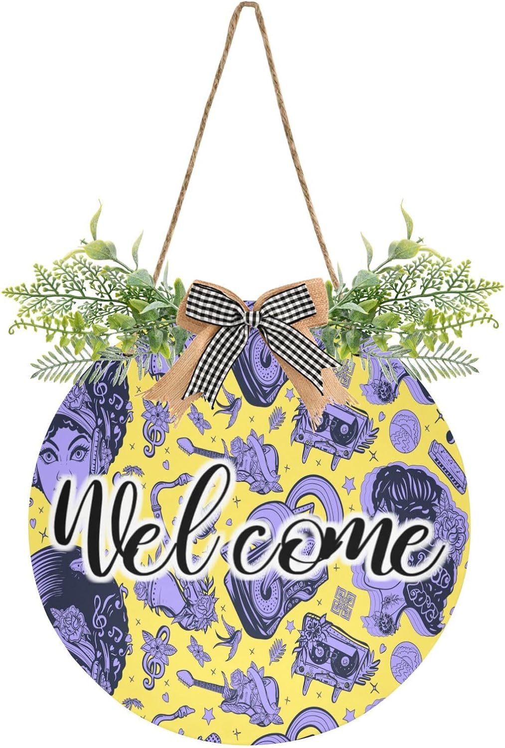 Coolnut Fashion Hippie Girl Front Door Round, Hanging Welcome Sign ...