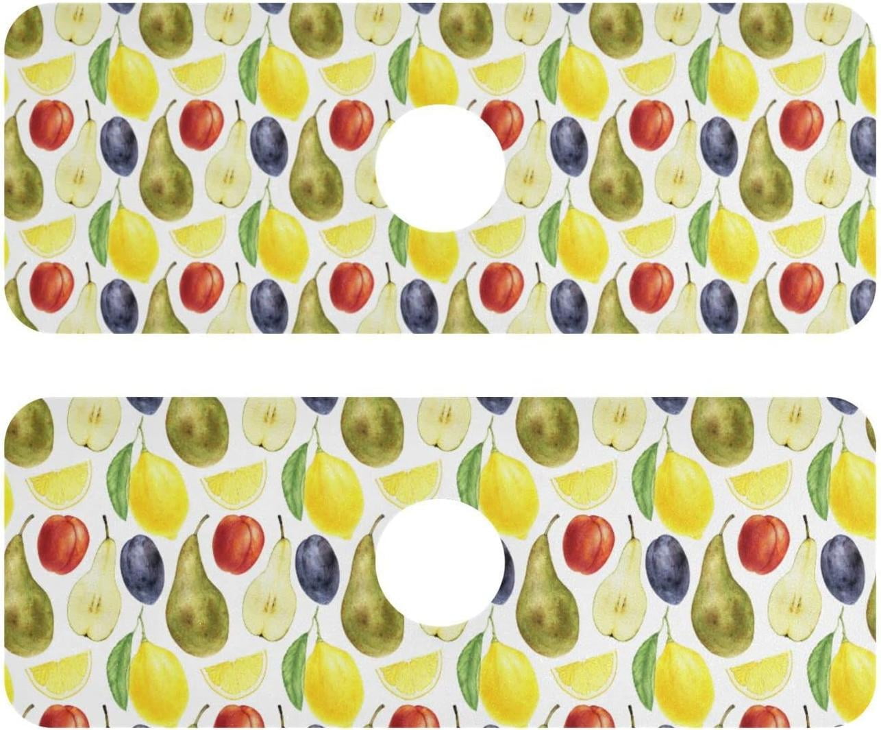 Coolnut Faucet Mat for Kitchen Sink Watercolor Drawing Fruits Pears ...