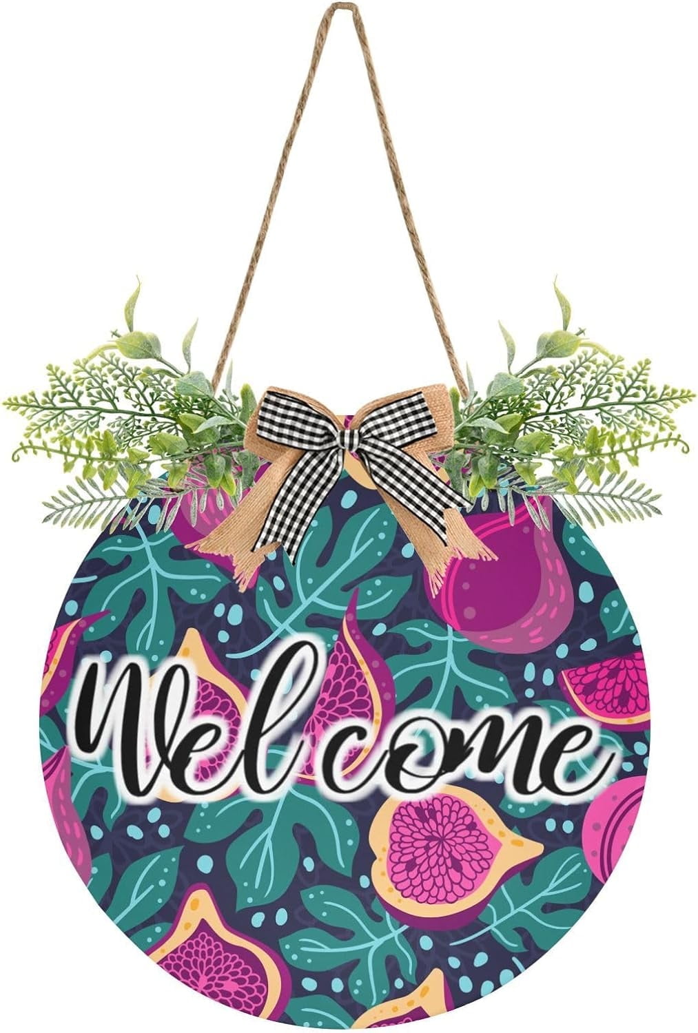 Coolnut Figs and Leaves Front Door Round, Hanging Welcome Sign, Front ...