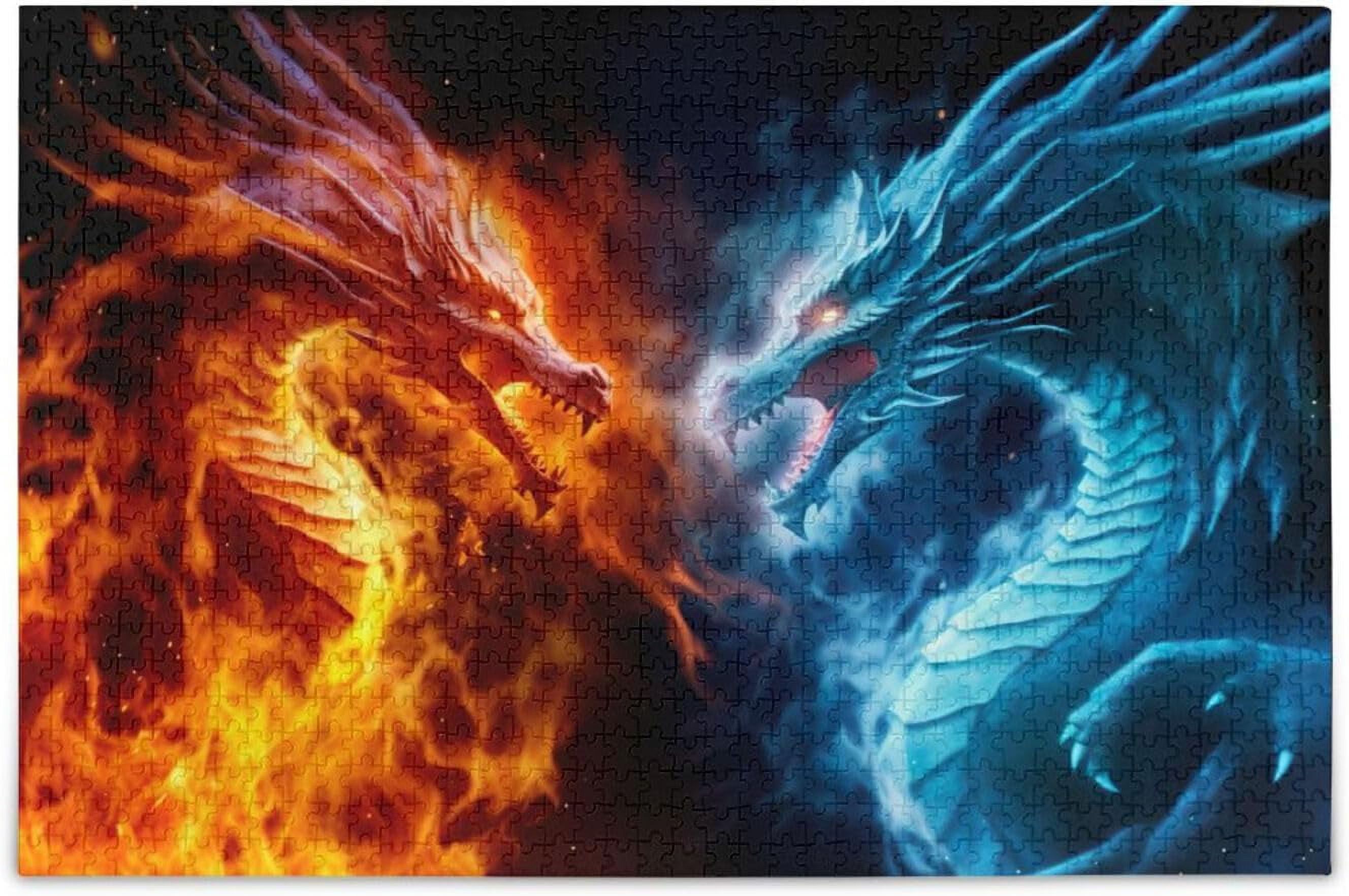 Coolnut Fire Dragon and Water Dragon Jigsaw Puzzle 500 Pieces,Wooden ...