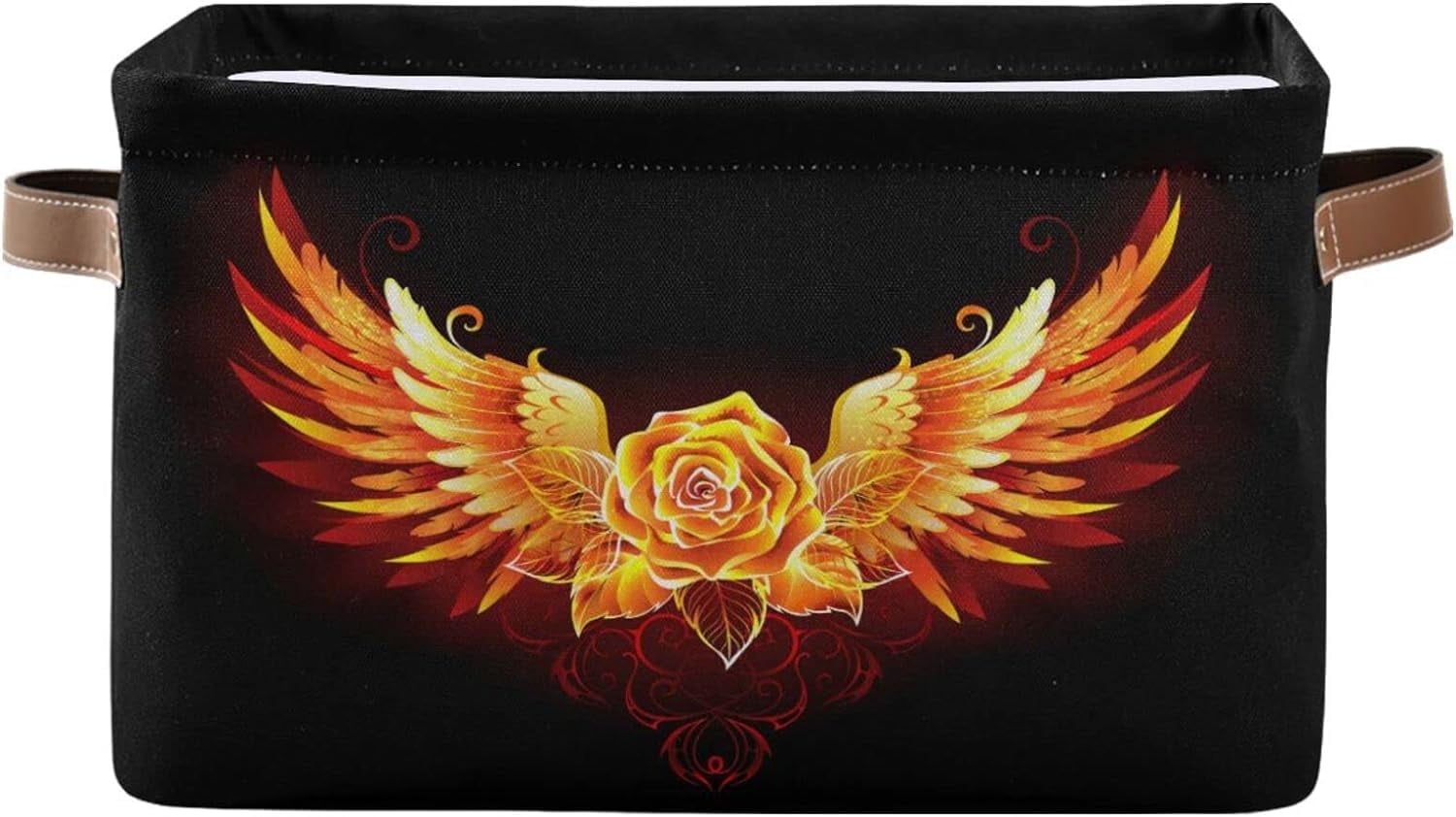 Coolnut Fire Rose Wings Storage Basket with Handles Collapsible Storage ...