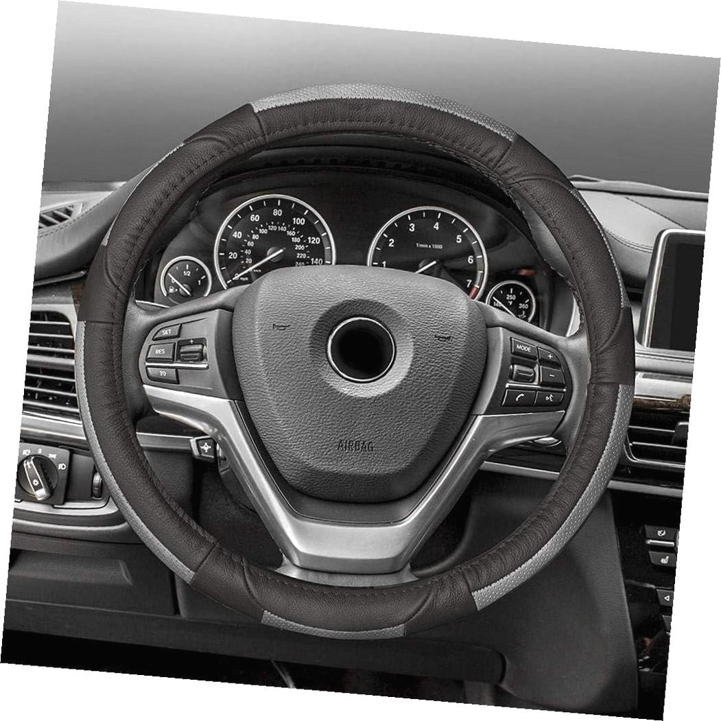 Coolnut Fit Premium Full Grain Genuine Leather Gray Steering Wheel ...