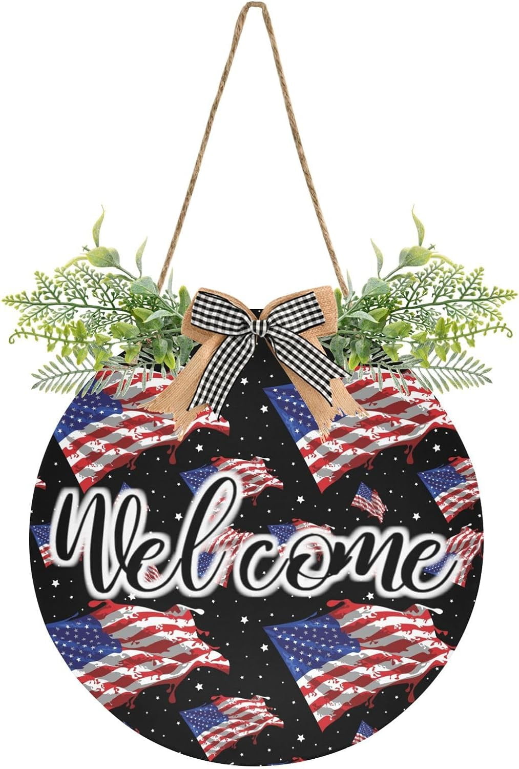 Coolnut Flag Front Door Round, Hanging Welcome Sign, Front Door for ...