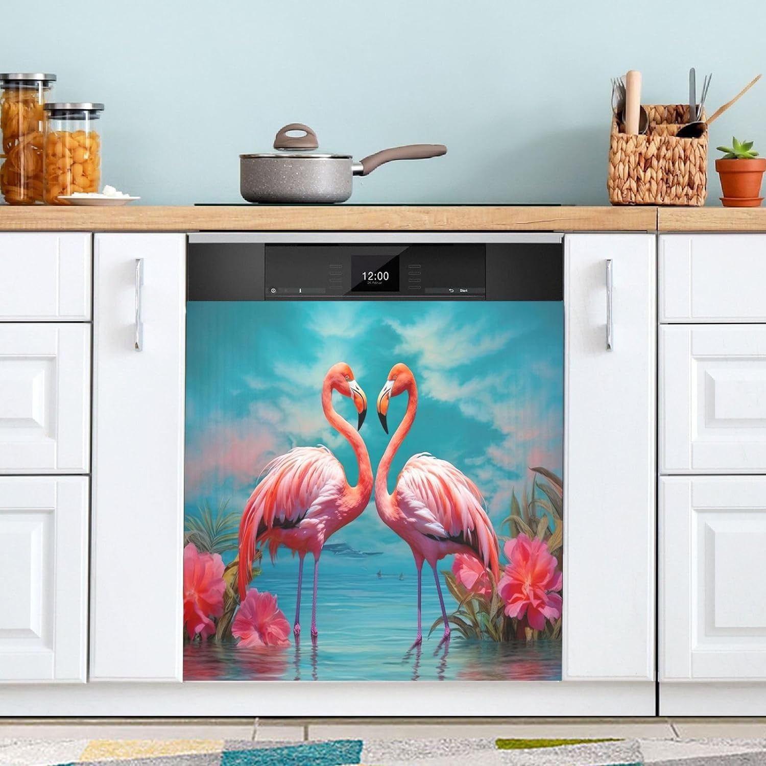 Coolnut Flamingo Dishwasher Magnet Cover Magnetic Dish Washer Front ...