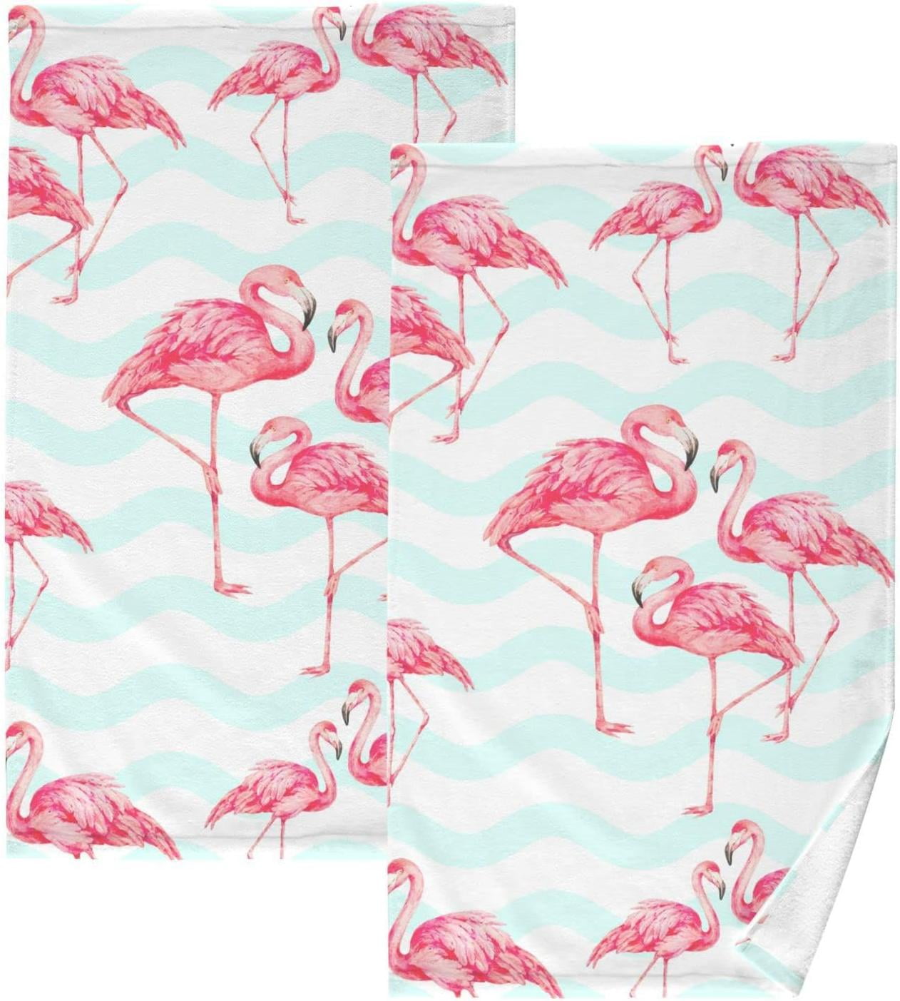 Coolnut Flamingo River Patterned Hand Towels 2 PCS, Cotton Bath Towel ...
