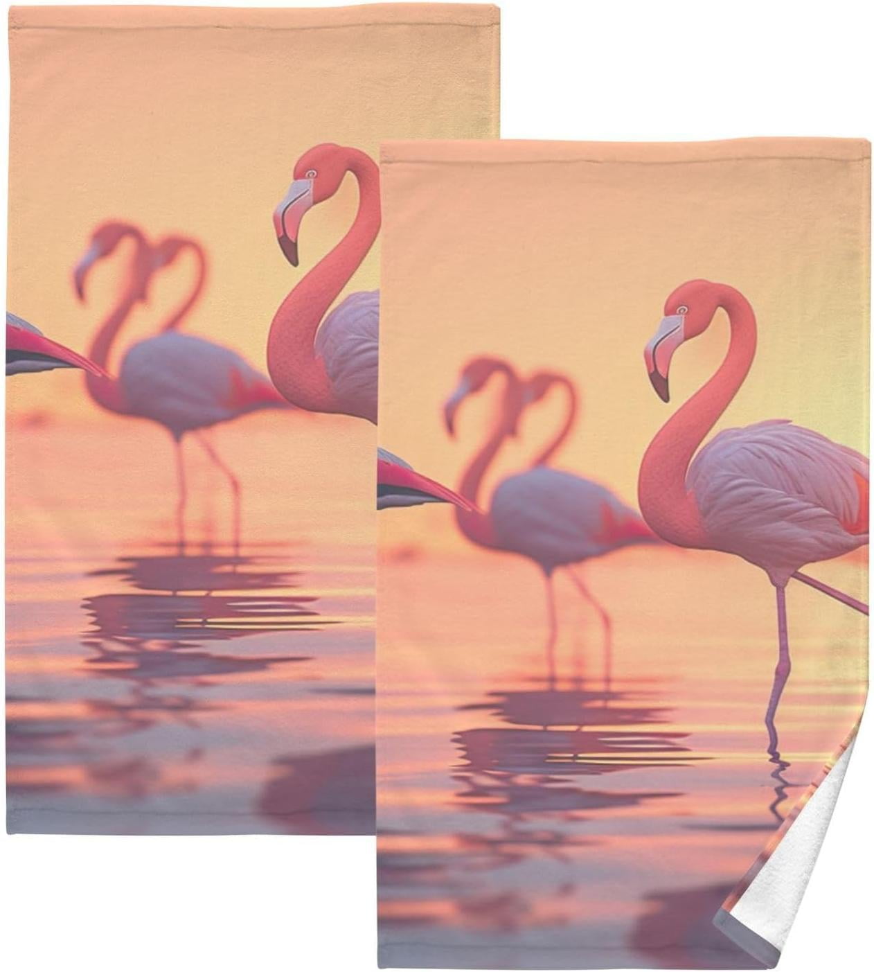 Coolnut Flamingo Sunset Hand Towels 2 Pieces, Cotton Bath Towel for ...
