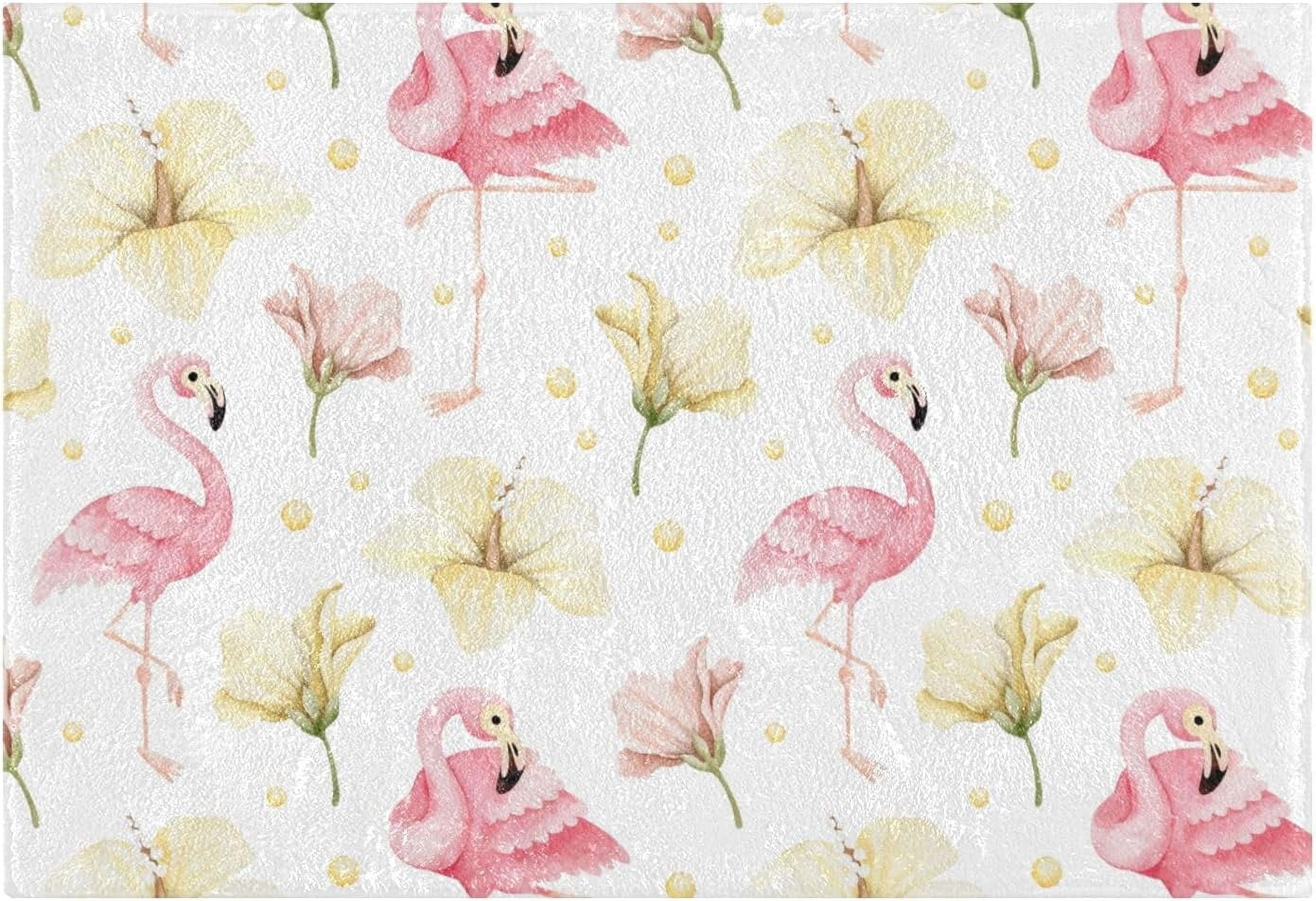 Coolnut Flamingo and Flower Bathroom Rug Rectangular Bath Mat Non Slip ...