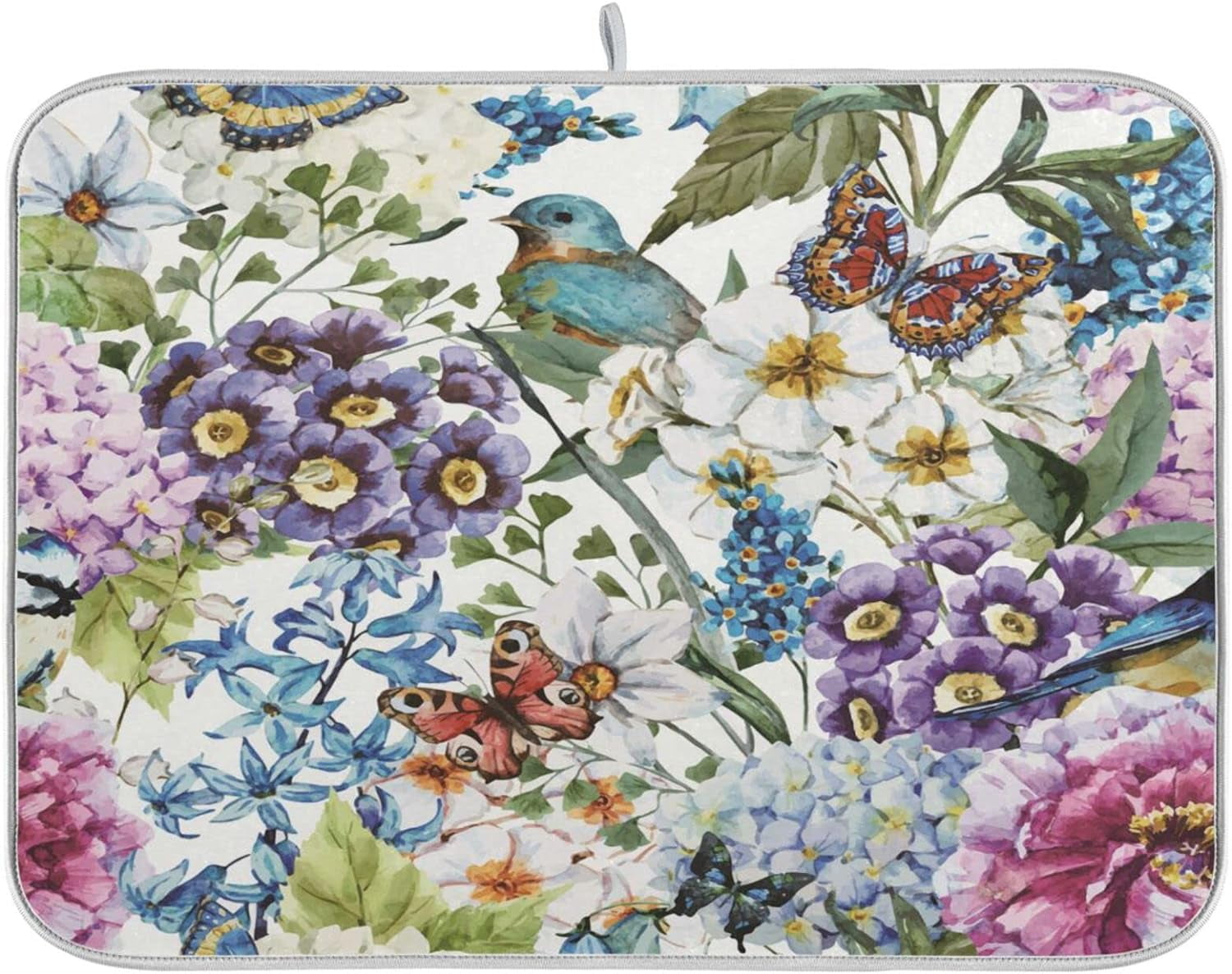 Coolnut Floral Bird Butterfly Dish Drying Mat for Kitchen, 16 x 18 Inch ...