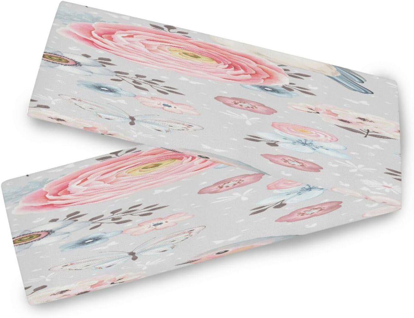 Coolnut Floral Bird Pattern Table Runner Machine Washable Polyester ...