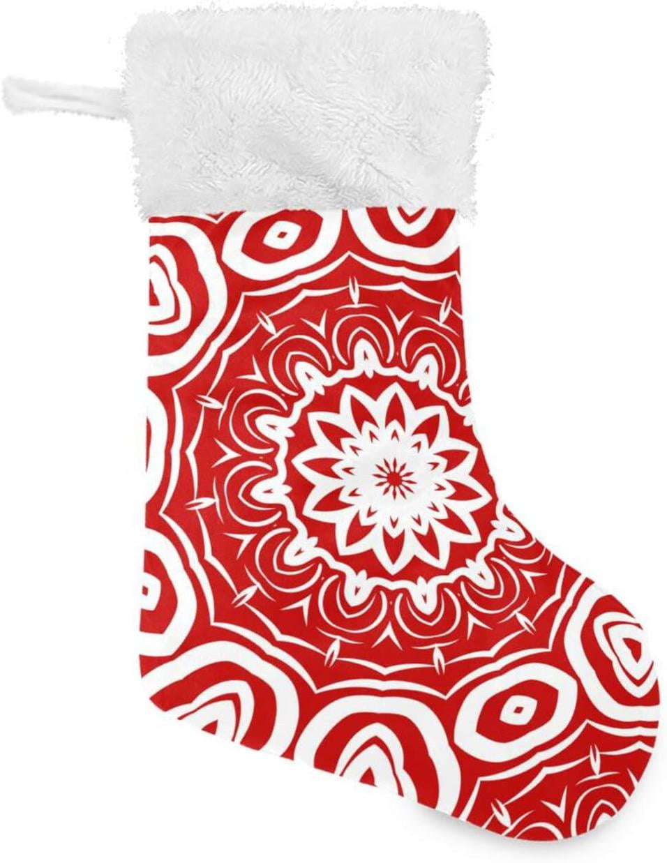 Coolnut Floral Christmas Mandala Red Christmas Stockings, Personalized ...