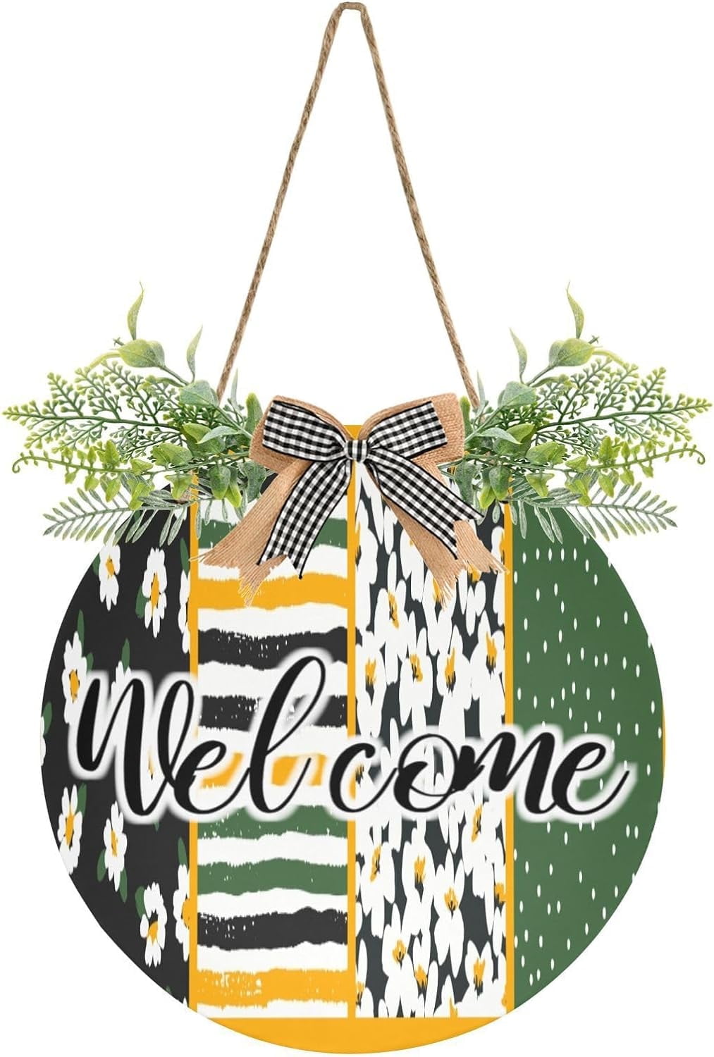 Coolnut Floral Front Door Round, Hanging Welcome Sign, Front Door for ...