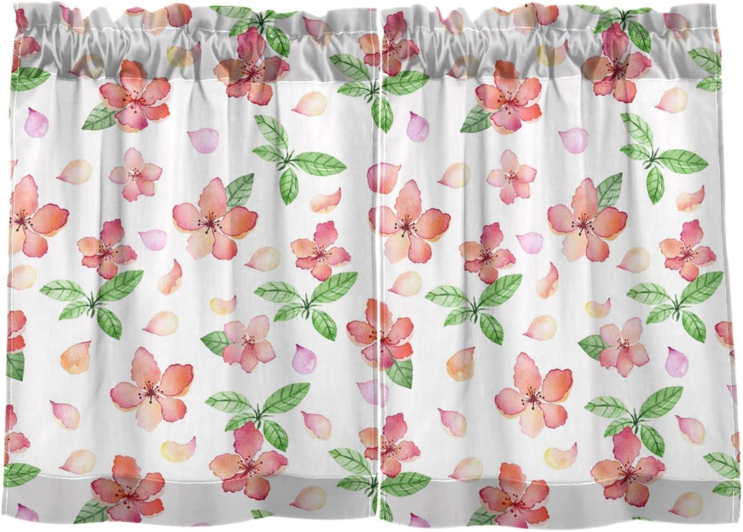 Coolnut Floral Kitchen Curtains 2 Panels, UV Protected Tier Curtains ...
