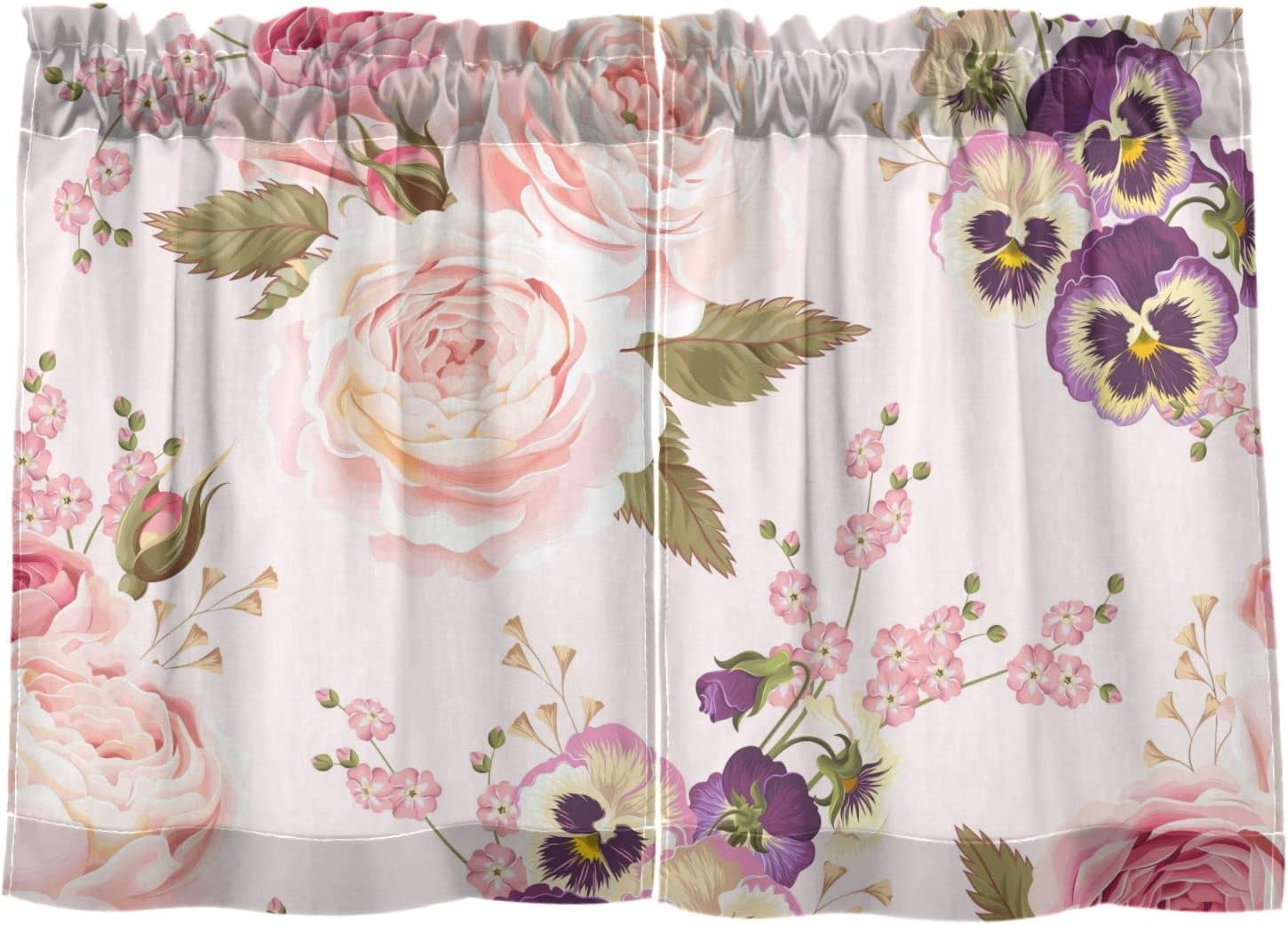 Coolnut Floral Kitchen Curtains 2 Panels, UV Protected Tier Curtains ...
