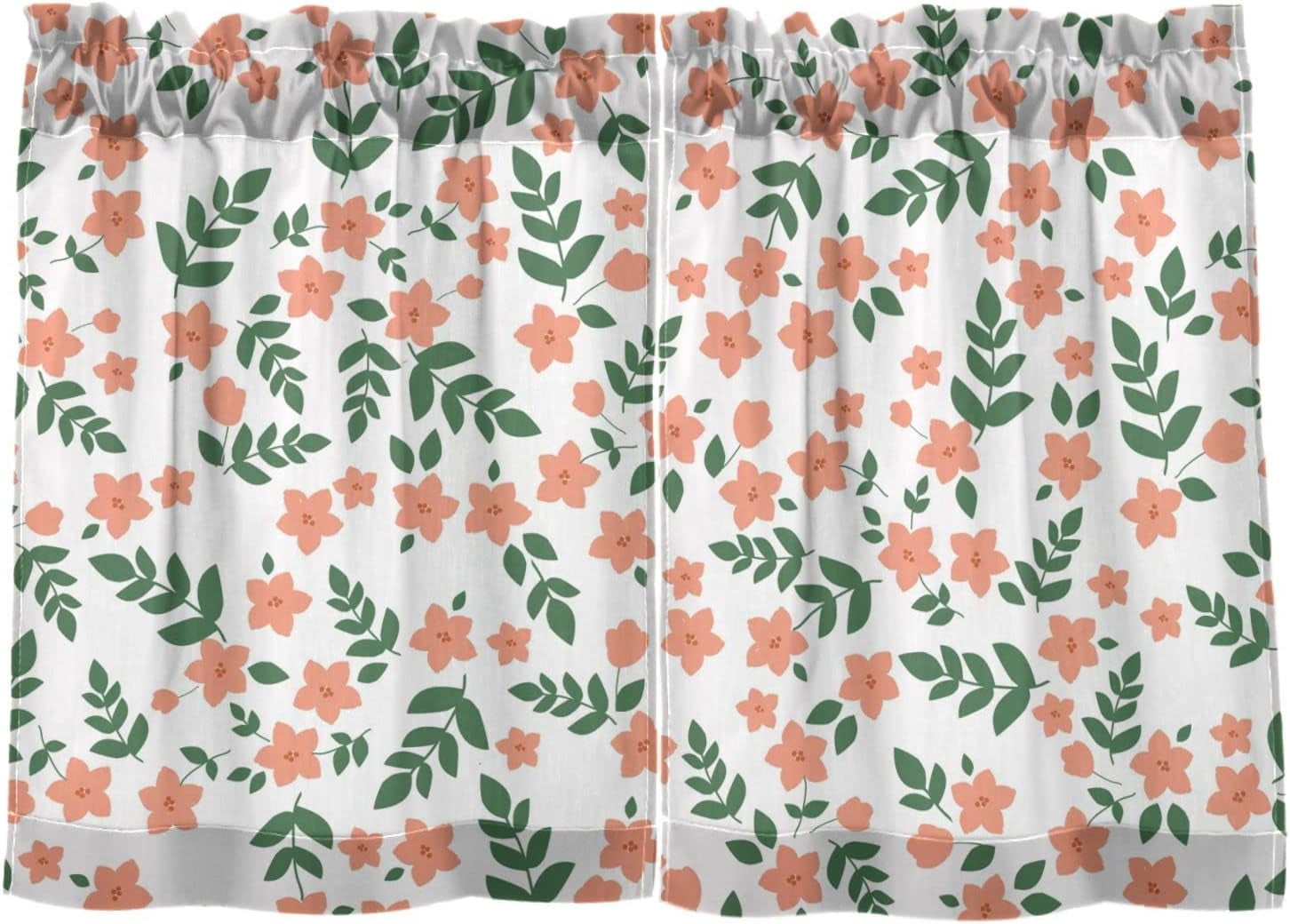 Coolnut Floral Kitchen Curtains 2 Panels, UV Protected Tier Curtains ...