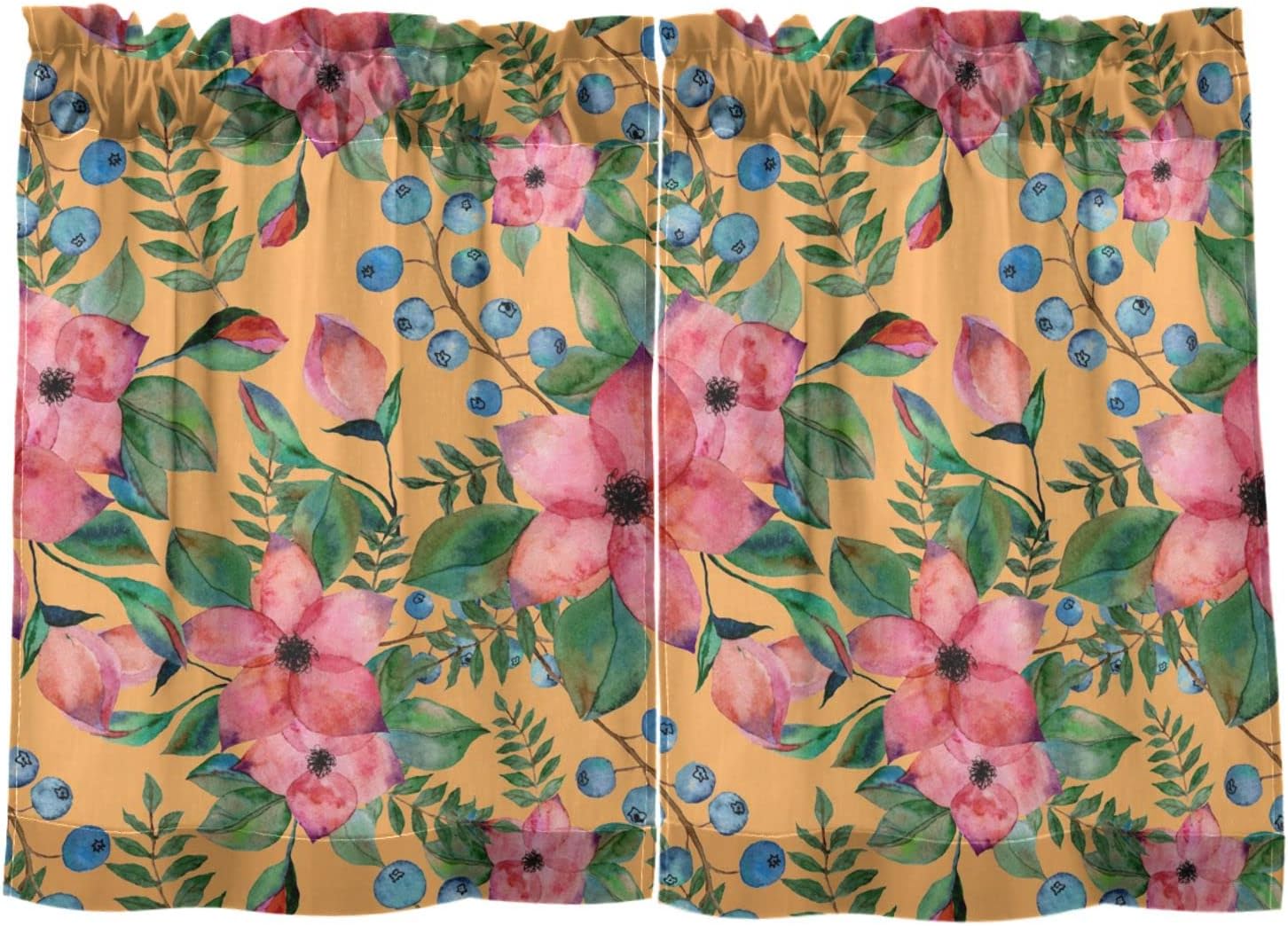 Coolnut Floral Kitchen Curtains 2 Panels, UV Protected Tier Curtains ...