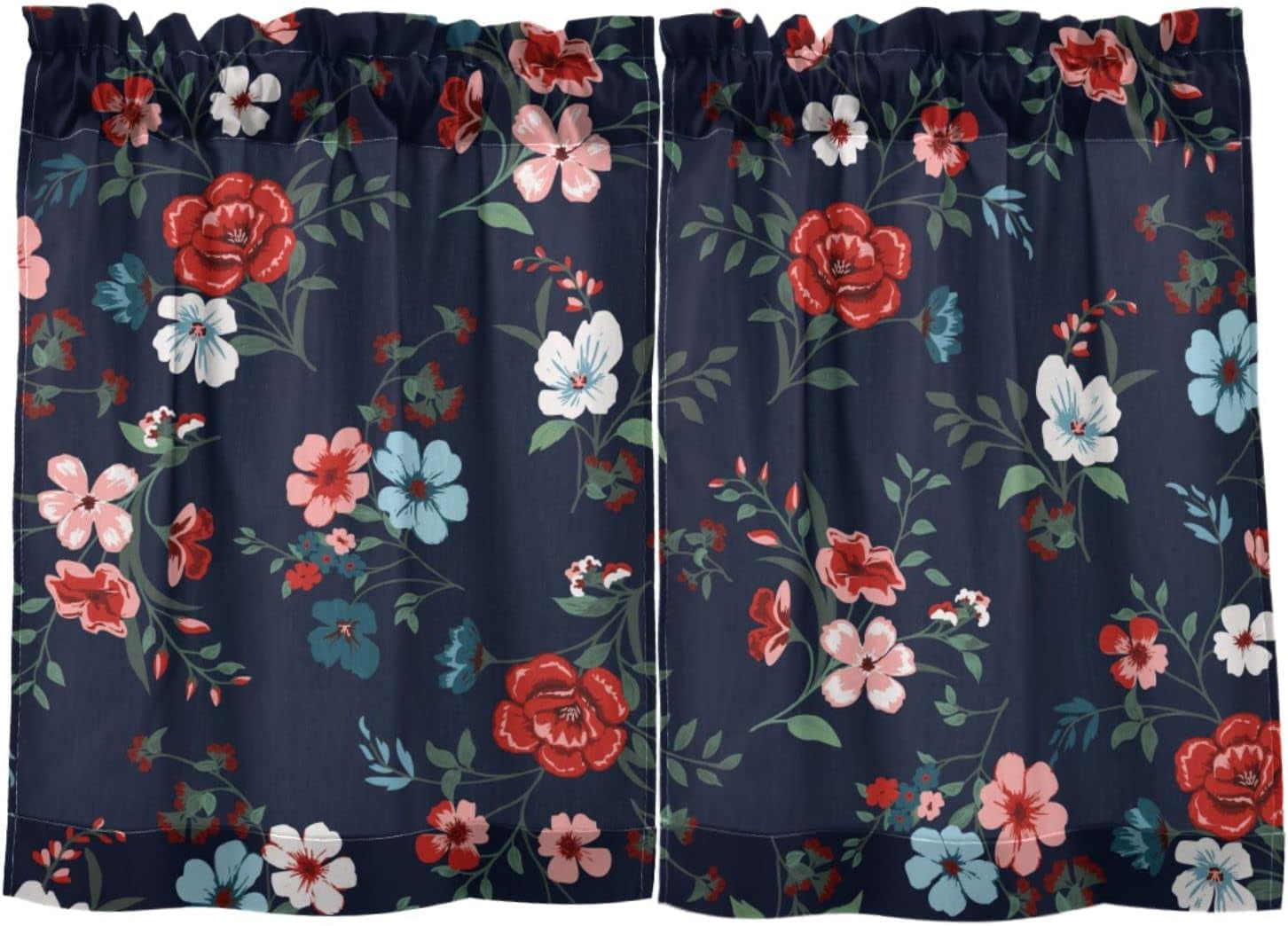 Coolnut Floral Kitchen Curtains 2 Panels, UV Protected Tier Curtains ...