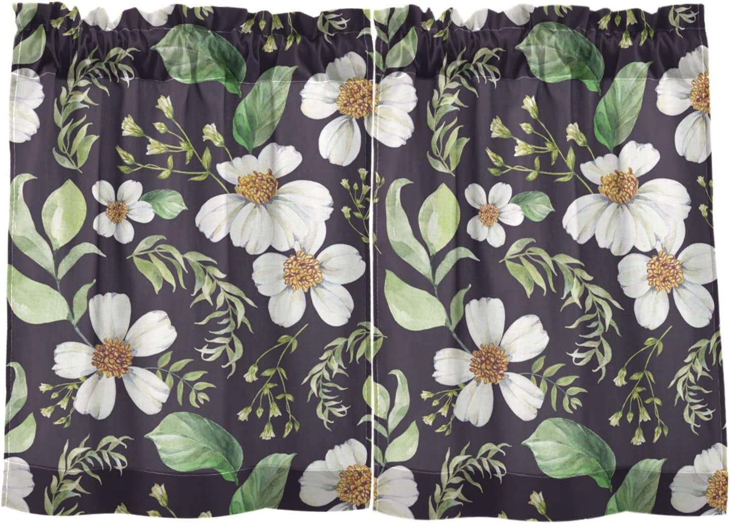 Coolnut Floral Kitchen Curtains 2 Panels, UV Protected Tier Curtains ...