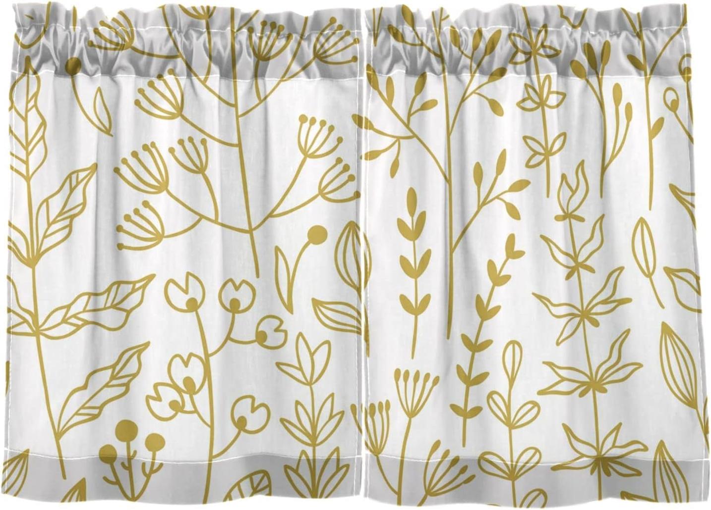 Coolnut Floral Kitchen Curtains 2 Panels, UV Protected Tier Curtains ...