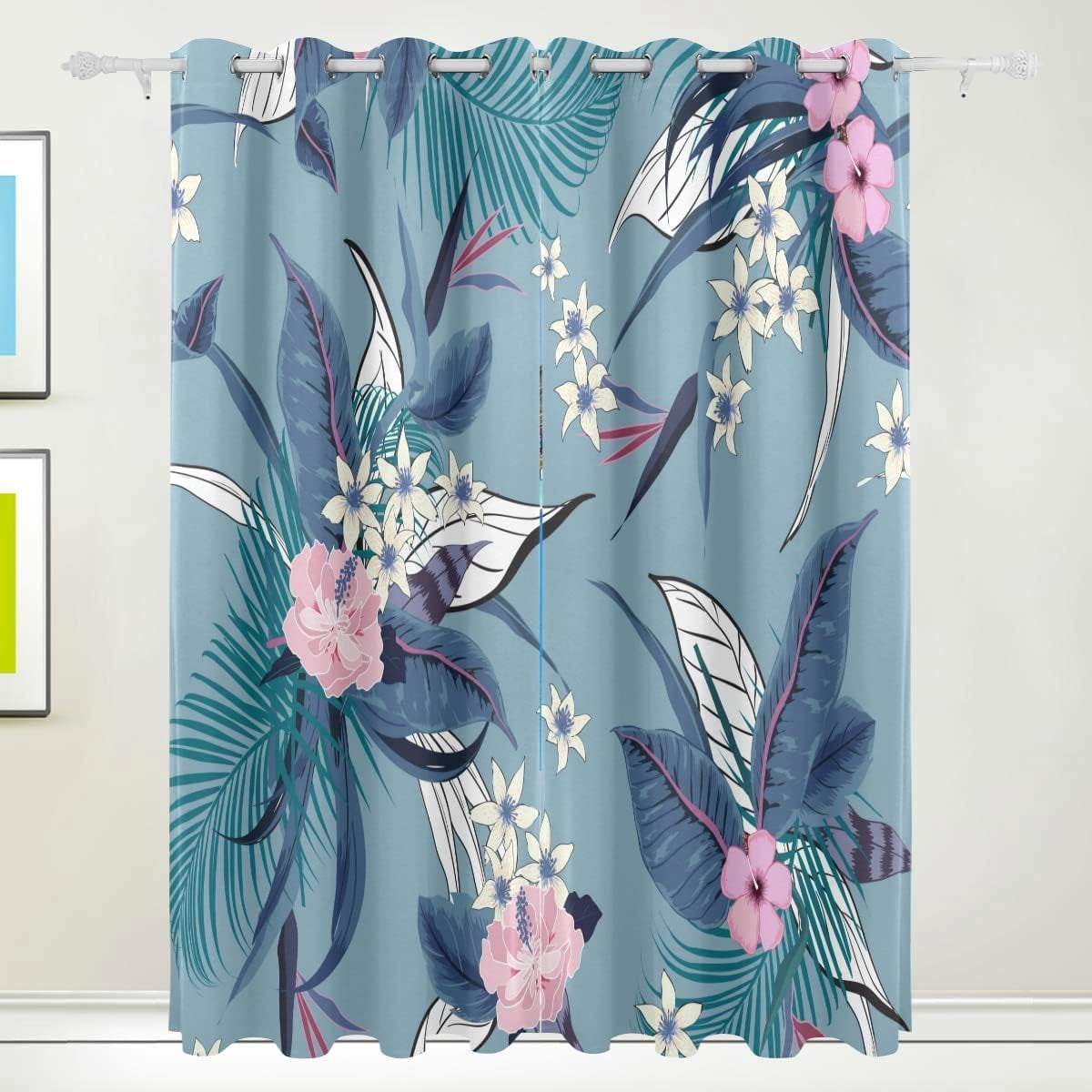 Coolnut Floral Pattern Blackout Curtain for Bedroom, 2 Panels Thermal ...