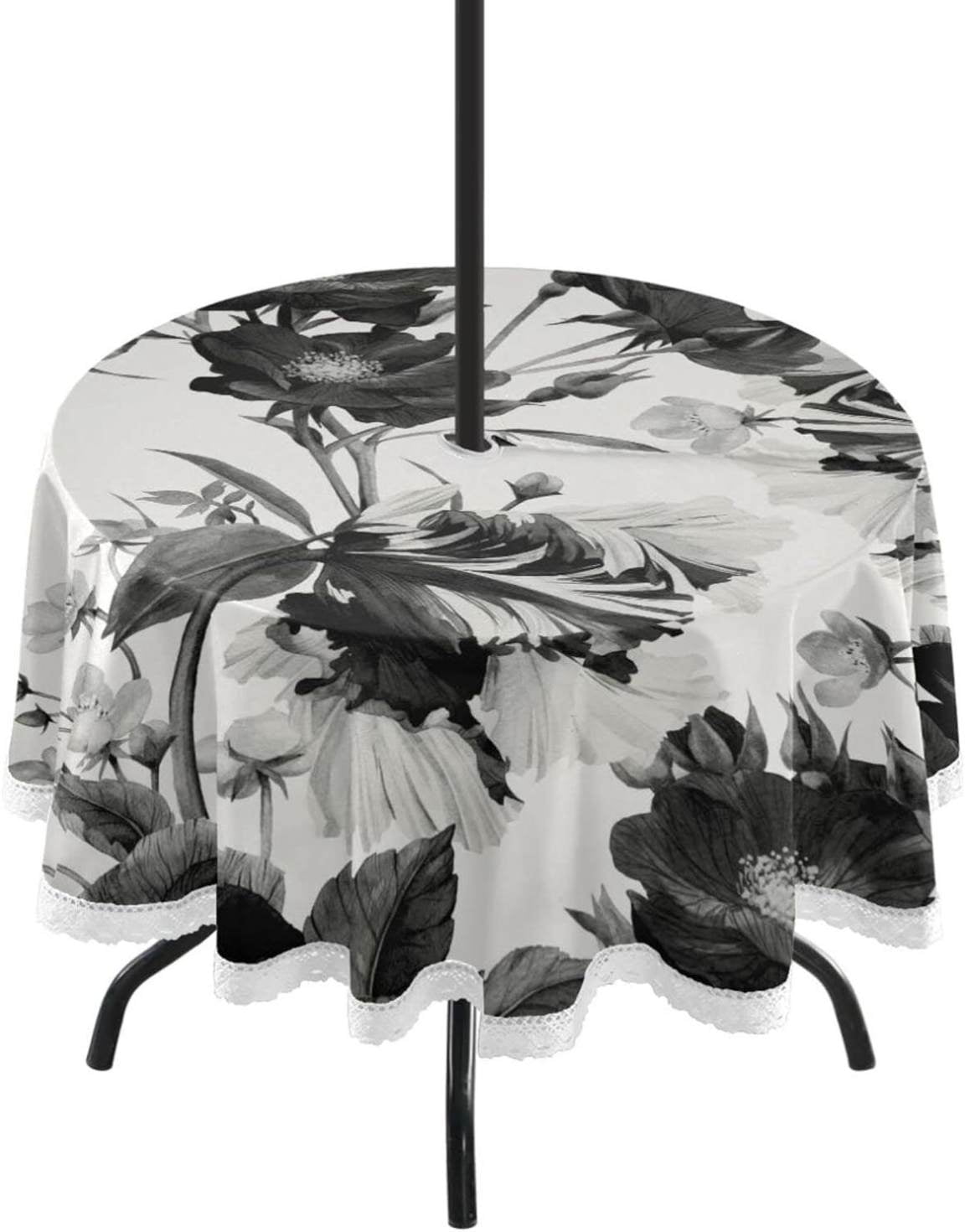 Coolnut Floral Pattern Round Table Cloth, Heat Resistant Table Cover ...