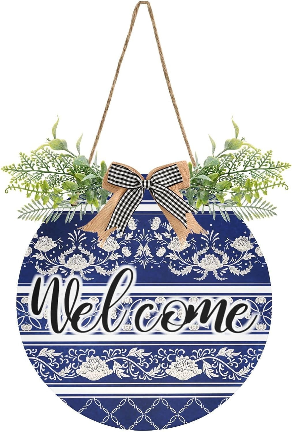 Coolnut Floral Porcelain Painting Front Door Round, Hanging Welcome ...