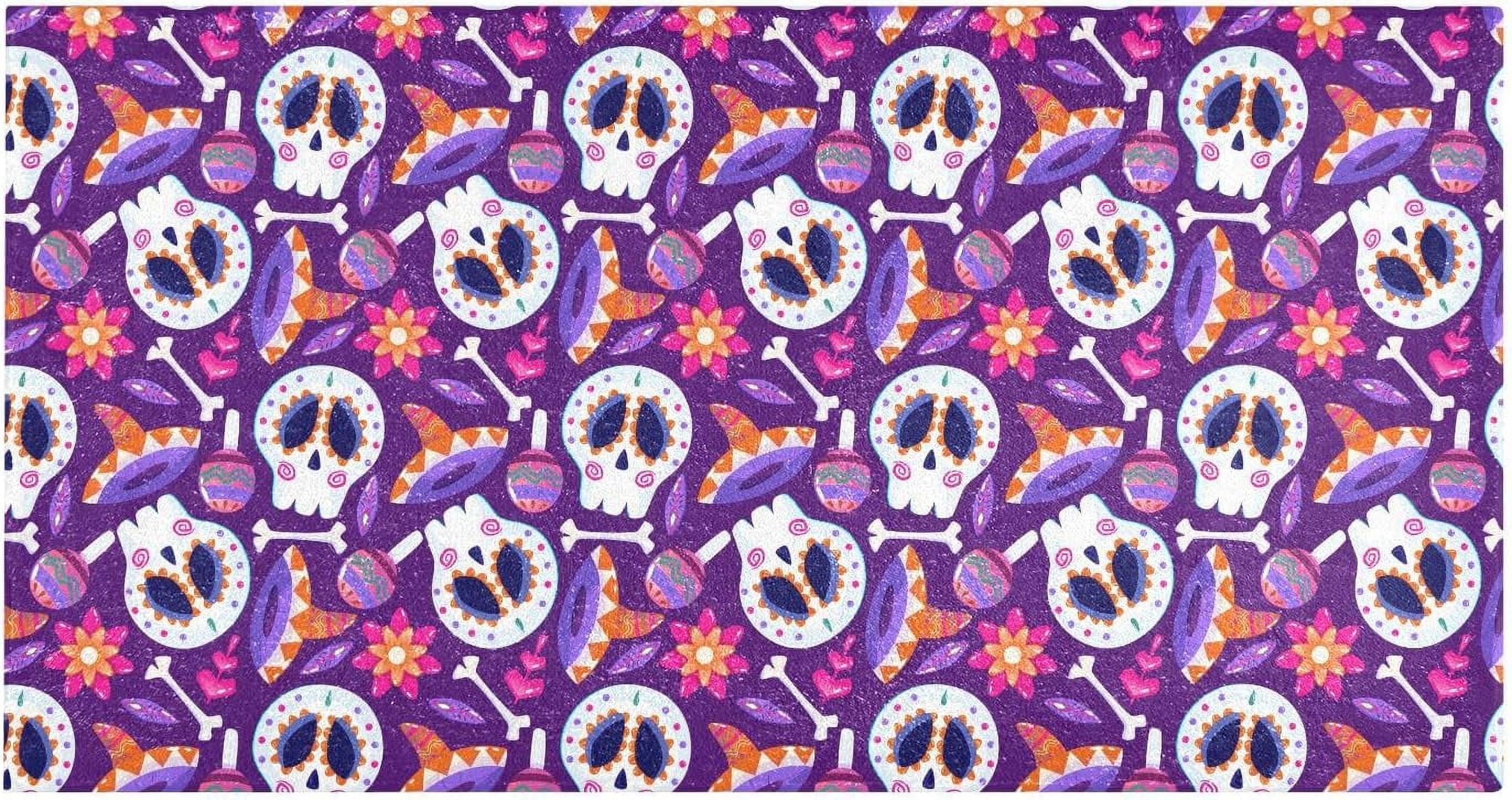 Coolnut Floral Skull Face Bathroom Rugs Floor Mats Non-Slip Soft ...